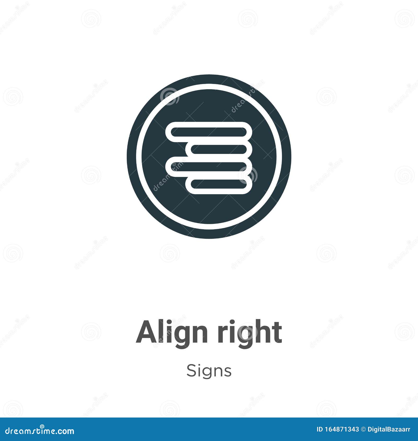 Align Right Vector Icon on White Background. Flat Vector Align Right ...