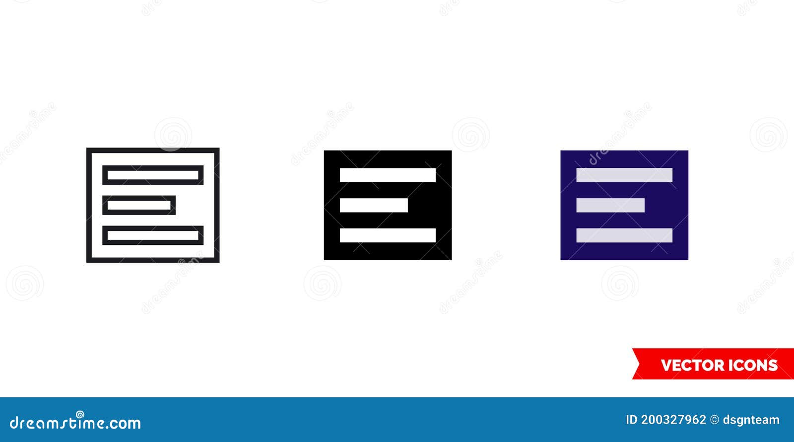 Align Text Left Icon of 3 Types Color, Black and White, Outline ...