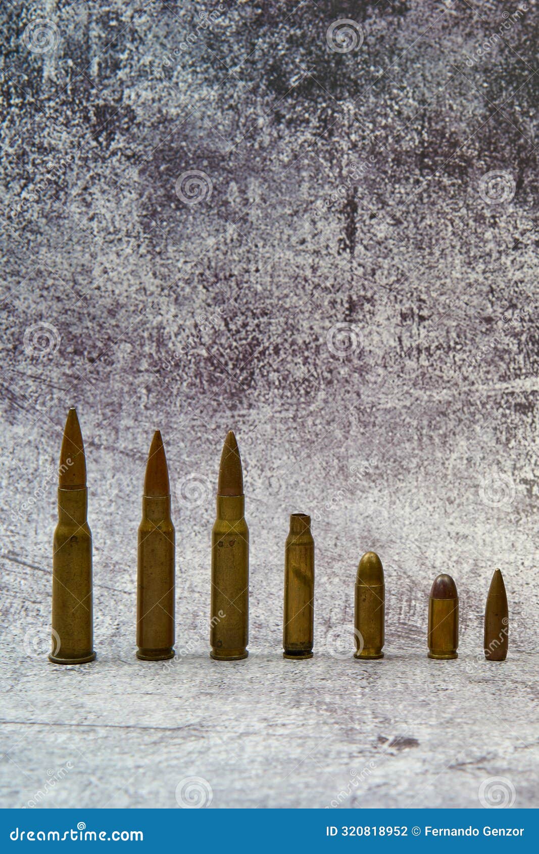 Aligned Bullets of Different Calibres. Stock Photo - Image of ...