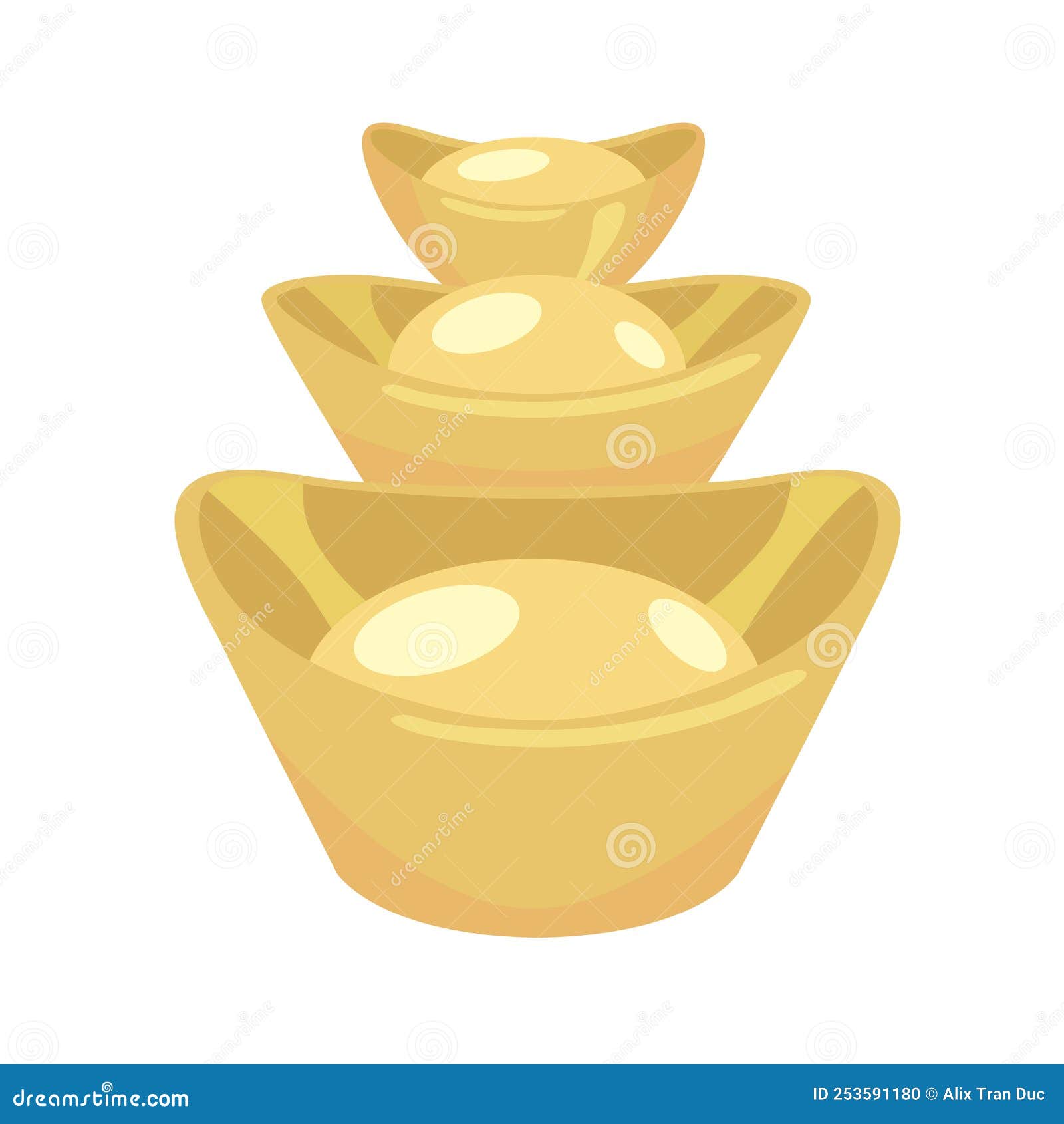 Aligned Chinese New Year Gold Sycees Ingots Stock Vector - Illustration ...