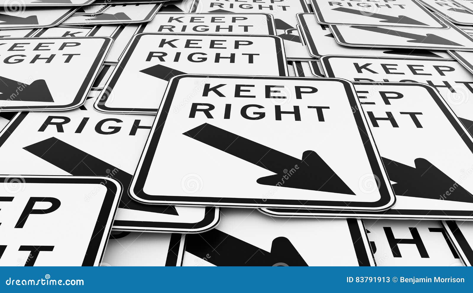 Aligned Pile of Keep Right Traffic Signs Stock Illustration ...