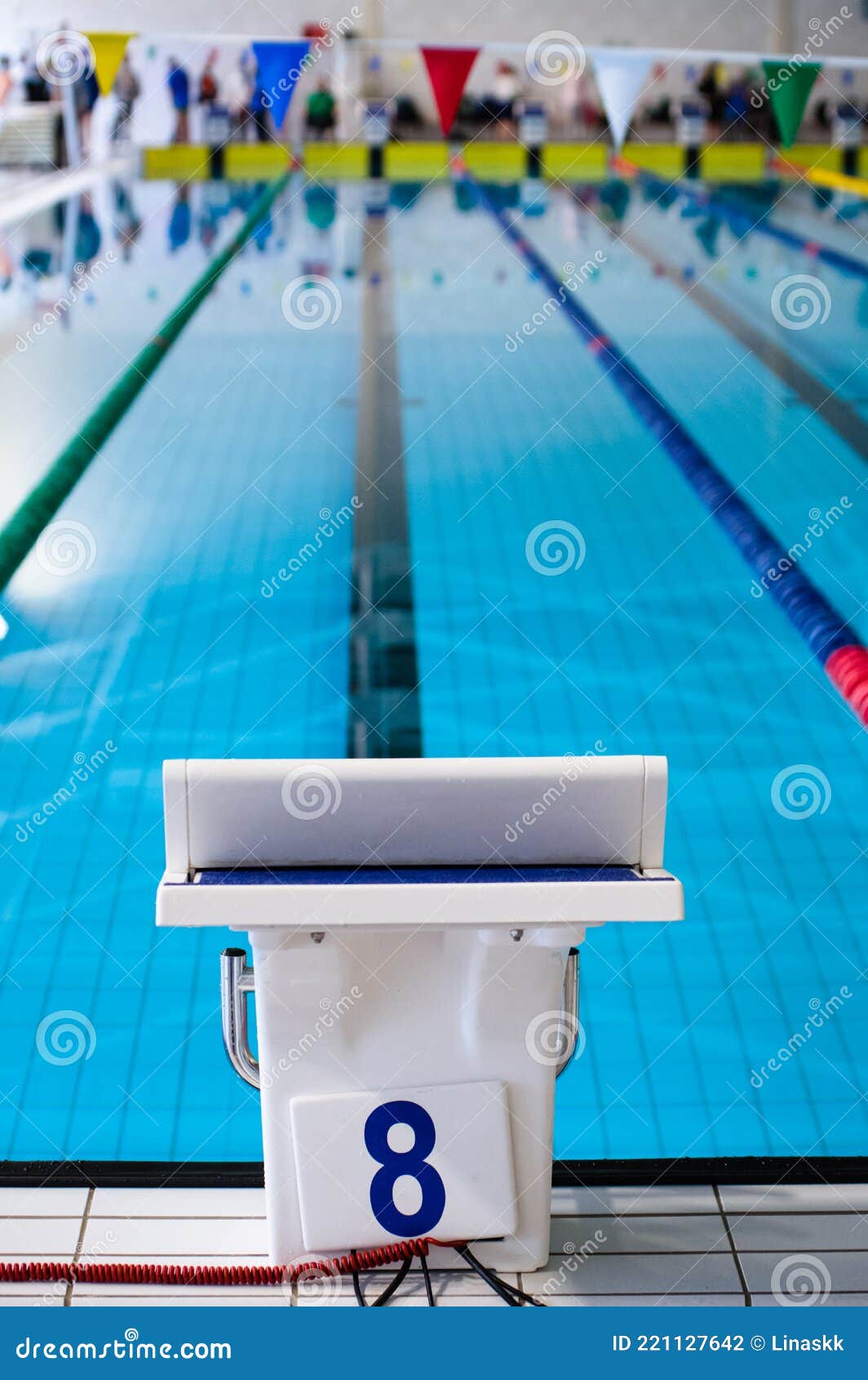 Swimming Starting Block With Pool In Background Royalty-Free Stock ...