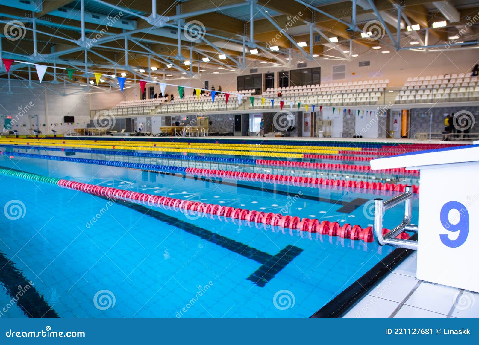 Aligned Swimming Starting Block And Platform With Number Royalty-Free ...