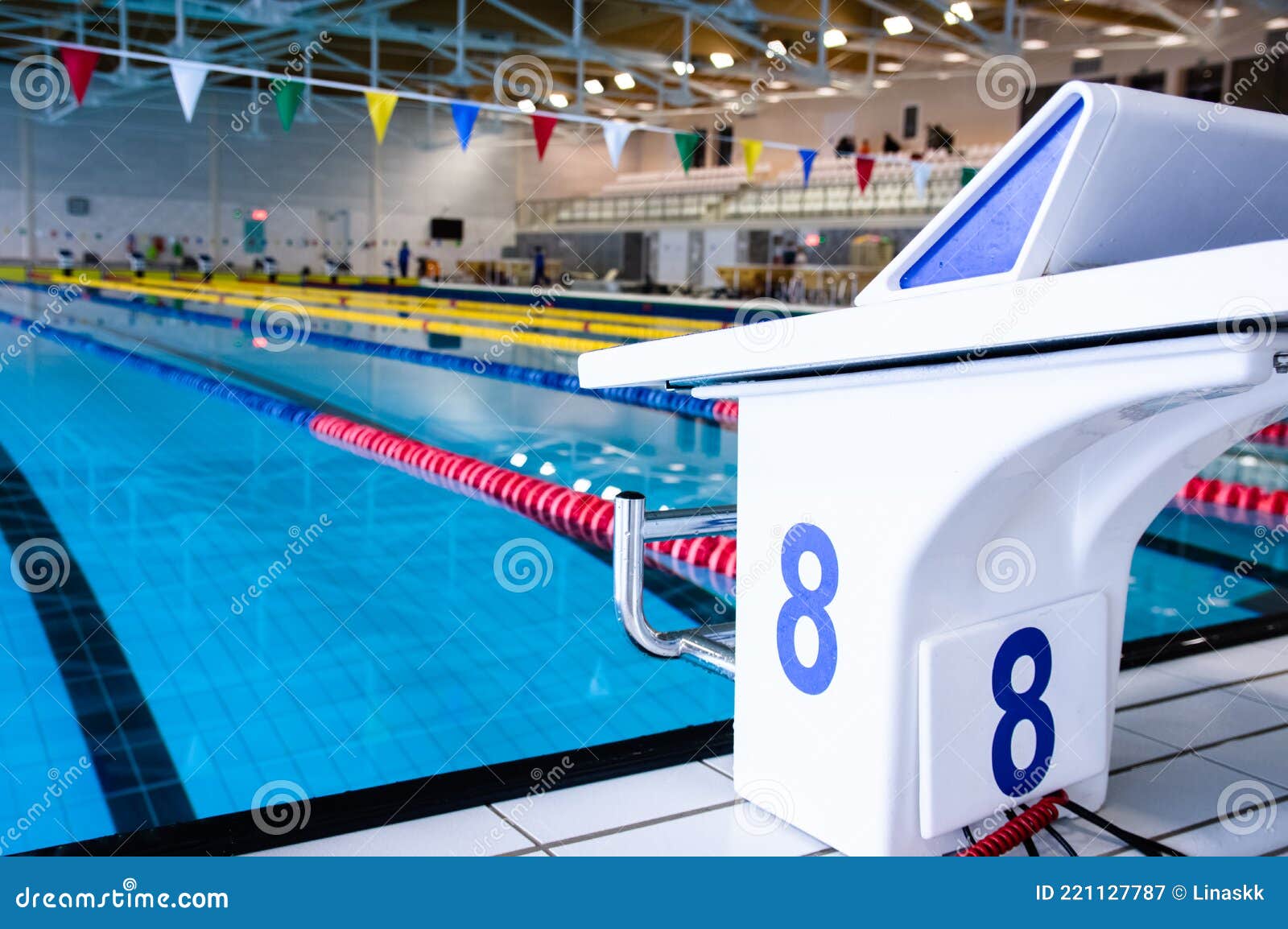 Swimming Starting Block With Pool In Background Royalty-Free Stock ...
