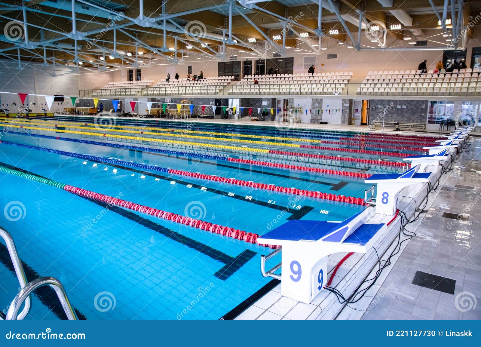 Aligned Swimming Starting Block and Platform with Numbers Stock Photo ...