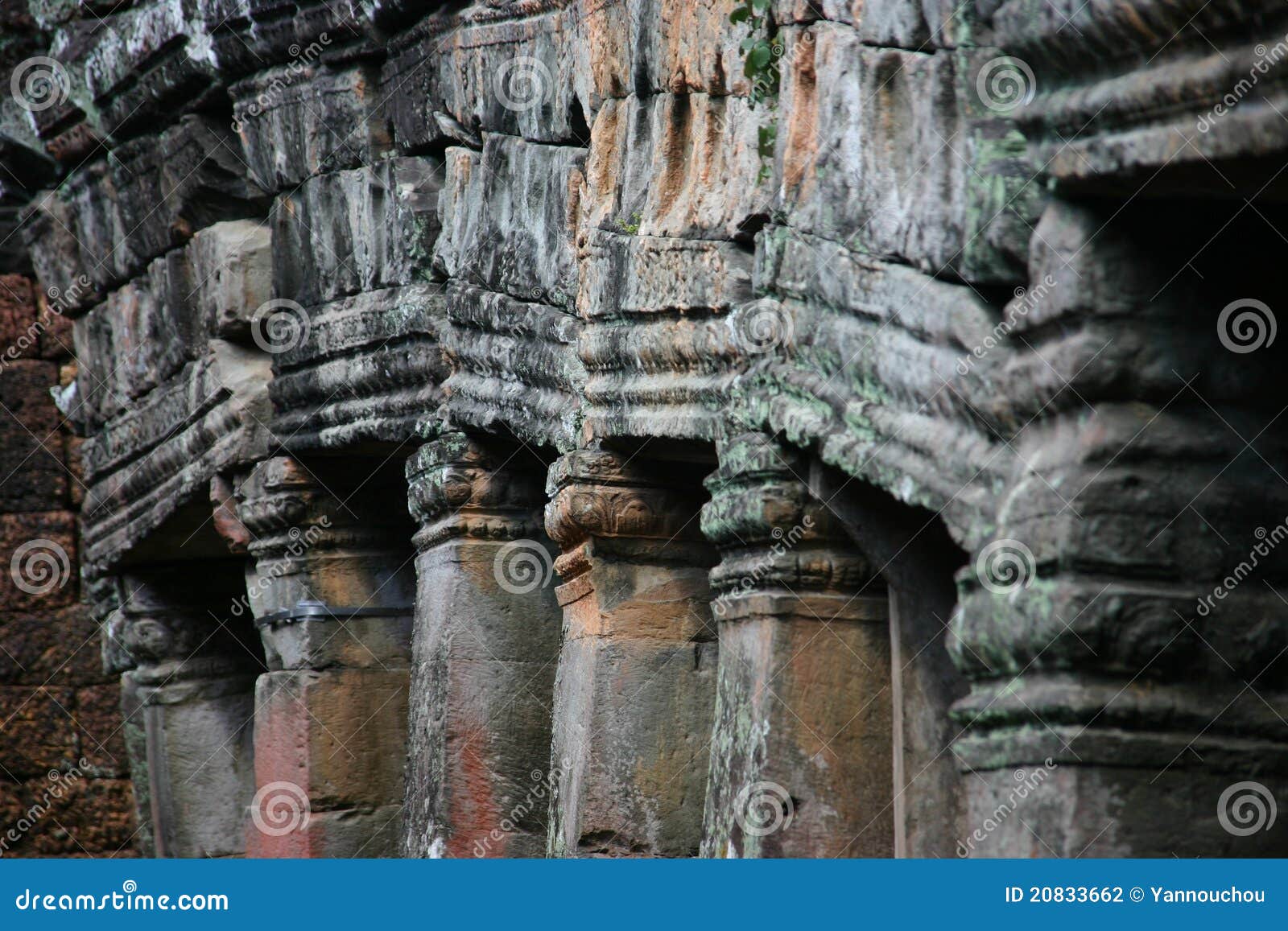 Alignment of Columns in a Temple in Angkor Stock Photo - Image of ...