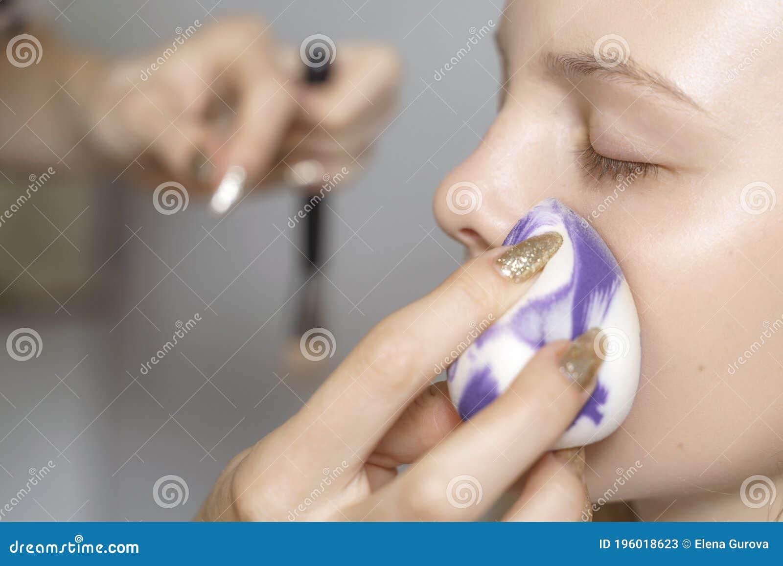 Work of a Makeup Artist. Young Girl Makeup Process Stock Image - Image ...