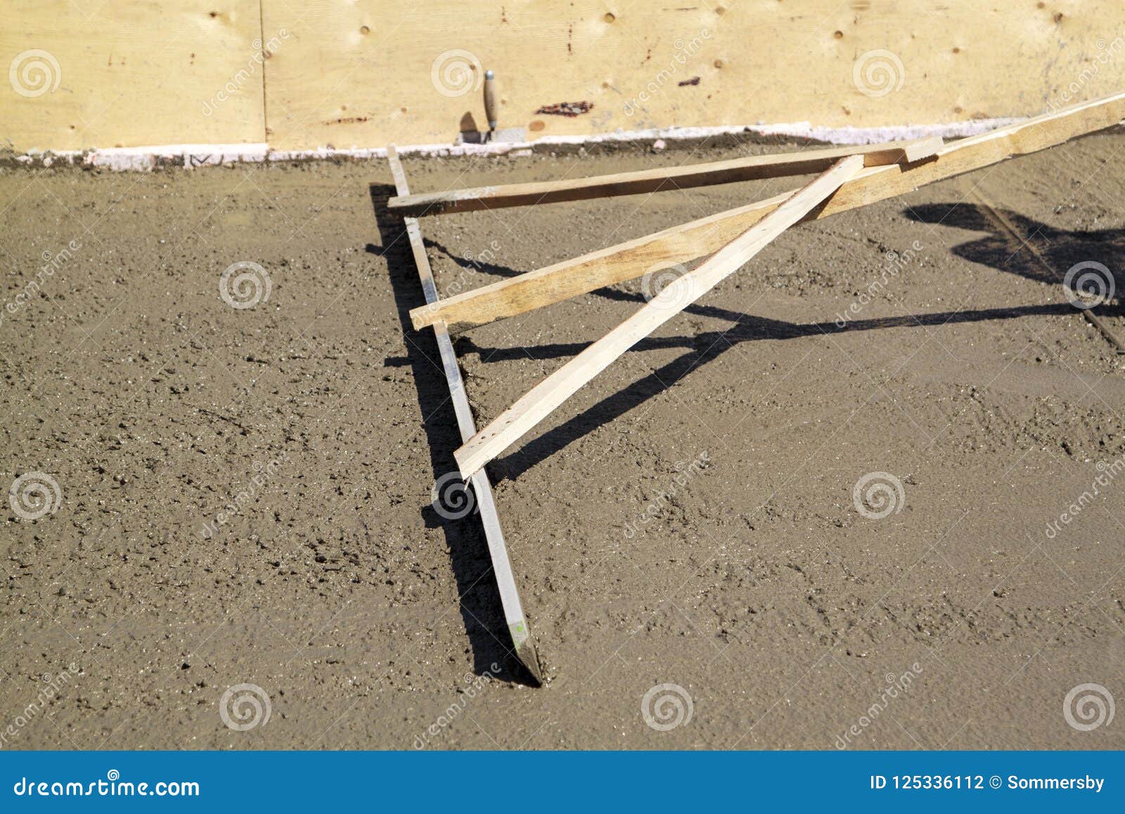 Alignment of Fresh Concrete Slab with Special Working Tool Stock Photo ...