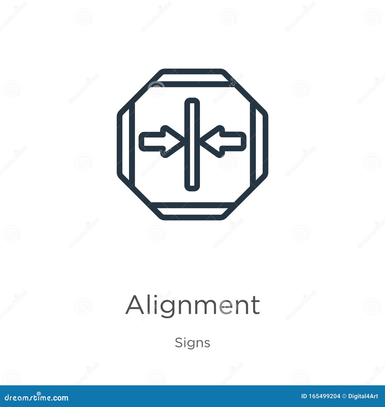 Alignment Icon. Thin Linear Alignment Outline Icon Isolated on White ...