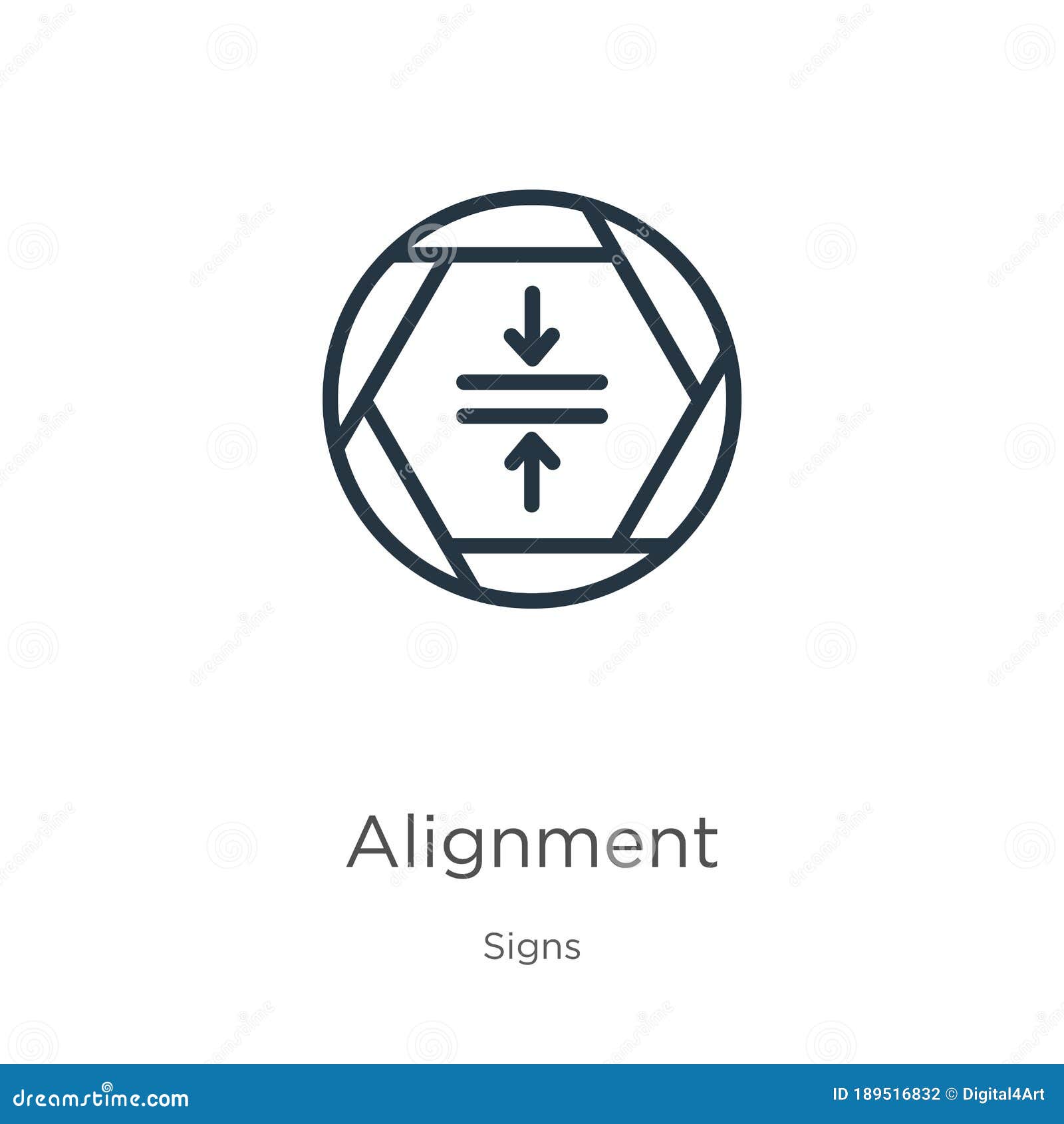 Alignment Icon. Thin Linear Alignment Outline Icon Isolated on White ...
