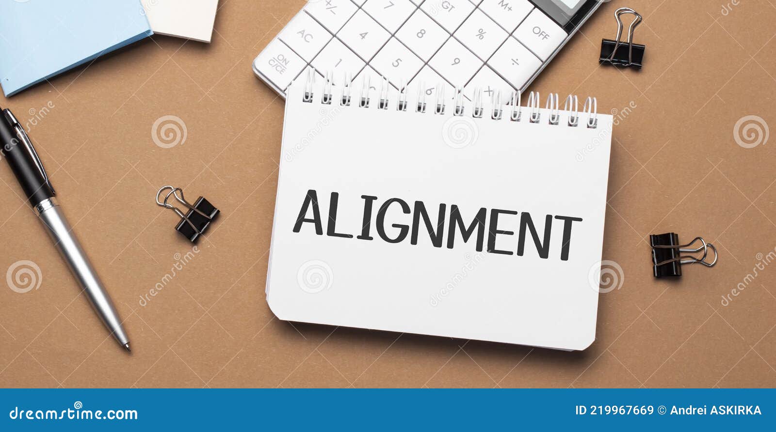 Alignment on Notepad with Pen, Glasses and Calculator Stock Image ...