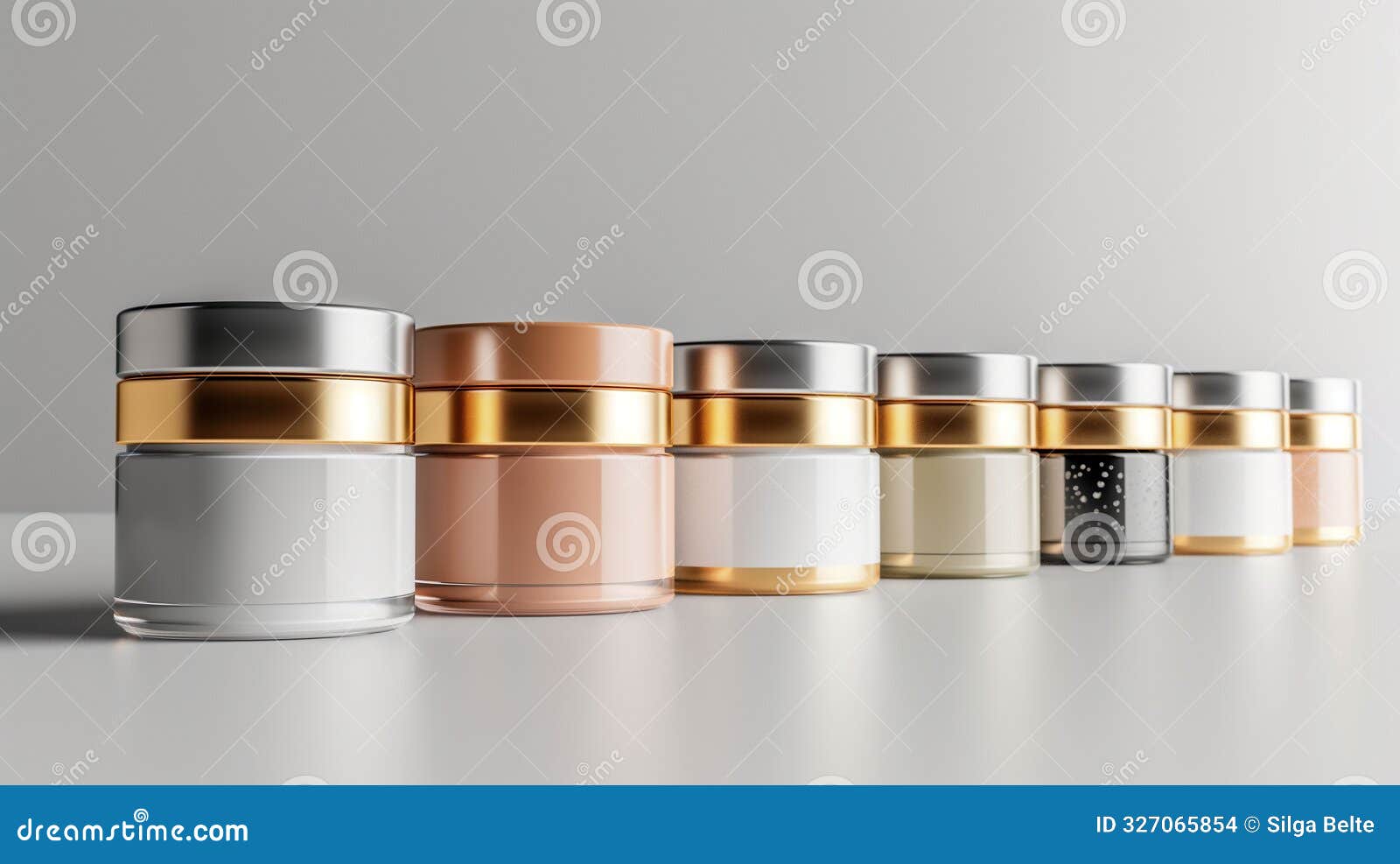 The Arrangement of Luxury Cosmetic Jars in Various Colors and Sizes on ...
