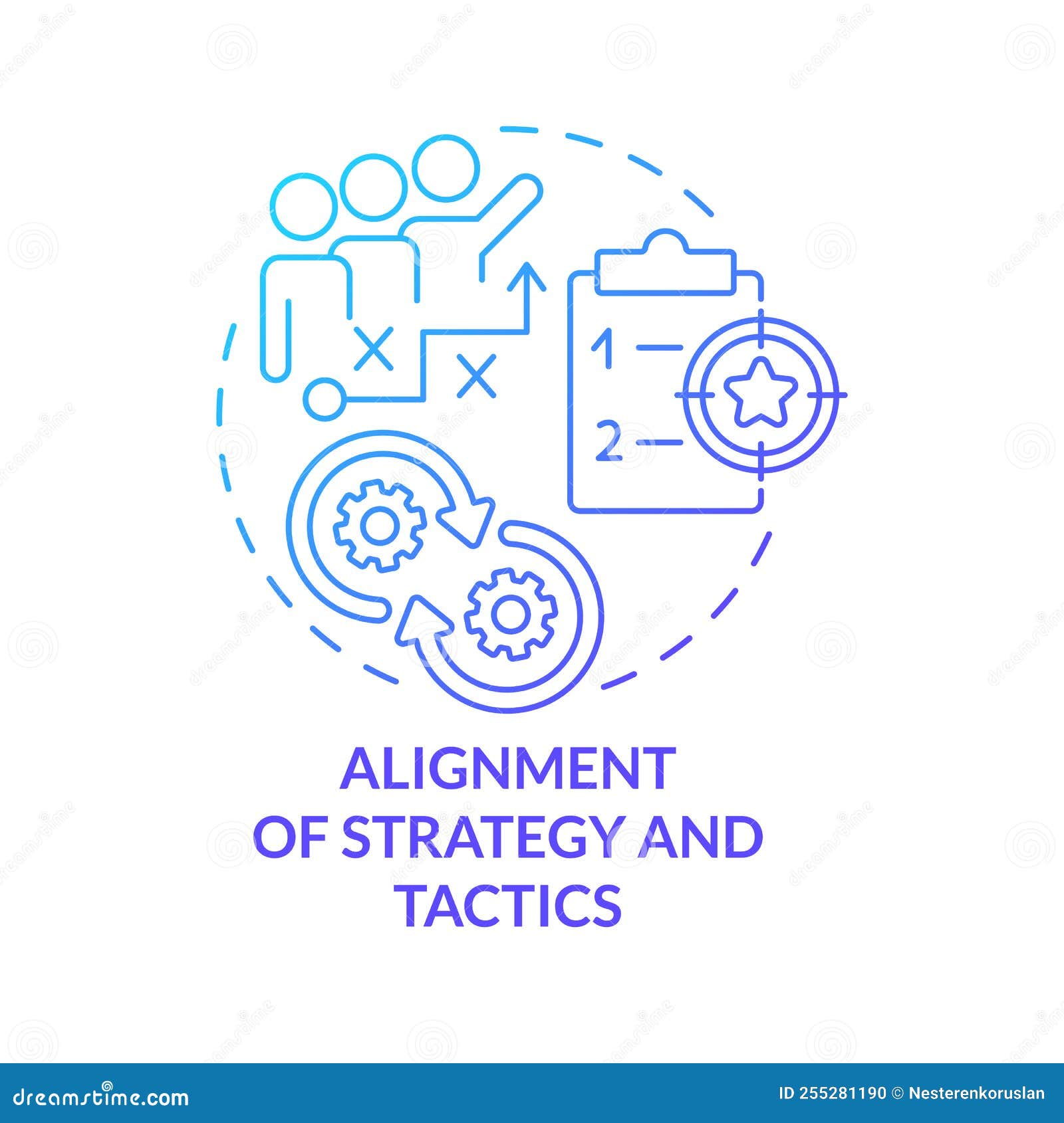 Alignment of Strategy and Tactics Blue Gradient Concept Icon Stock ...