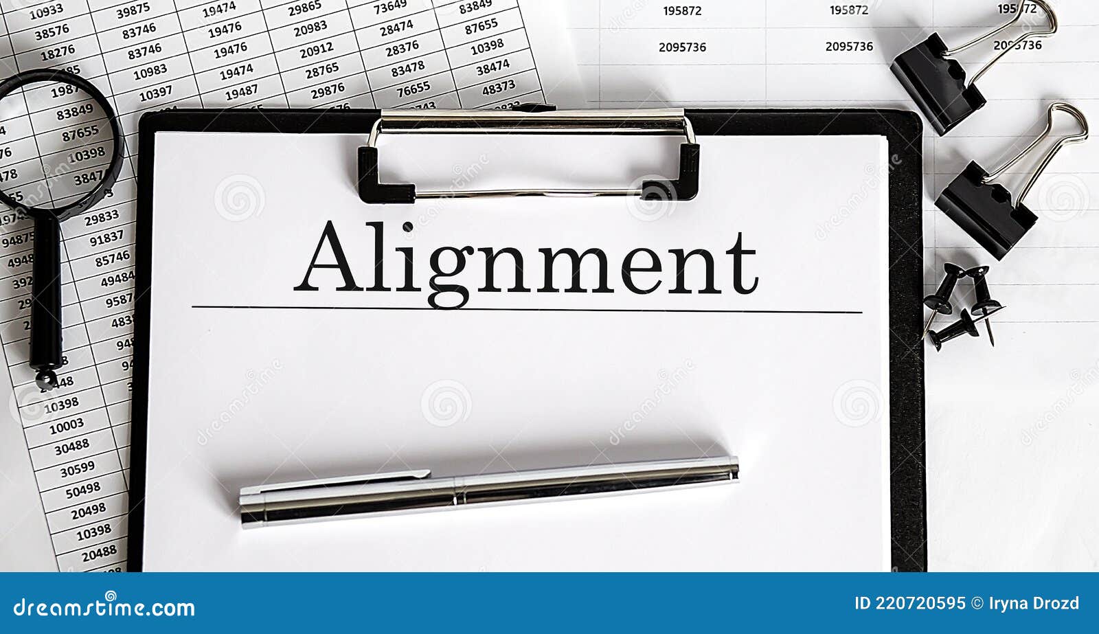 Alignment Text on Paper Sheet on the Chart Background with Pen Stock ...
