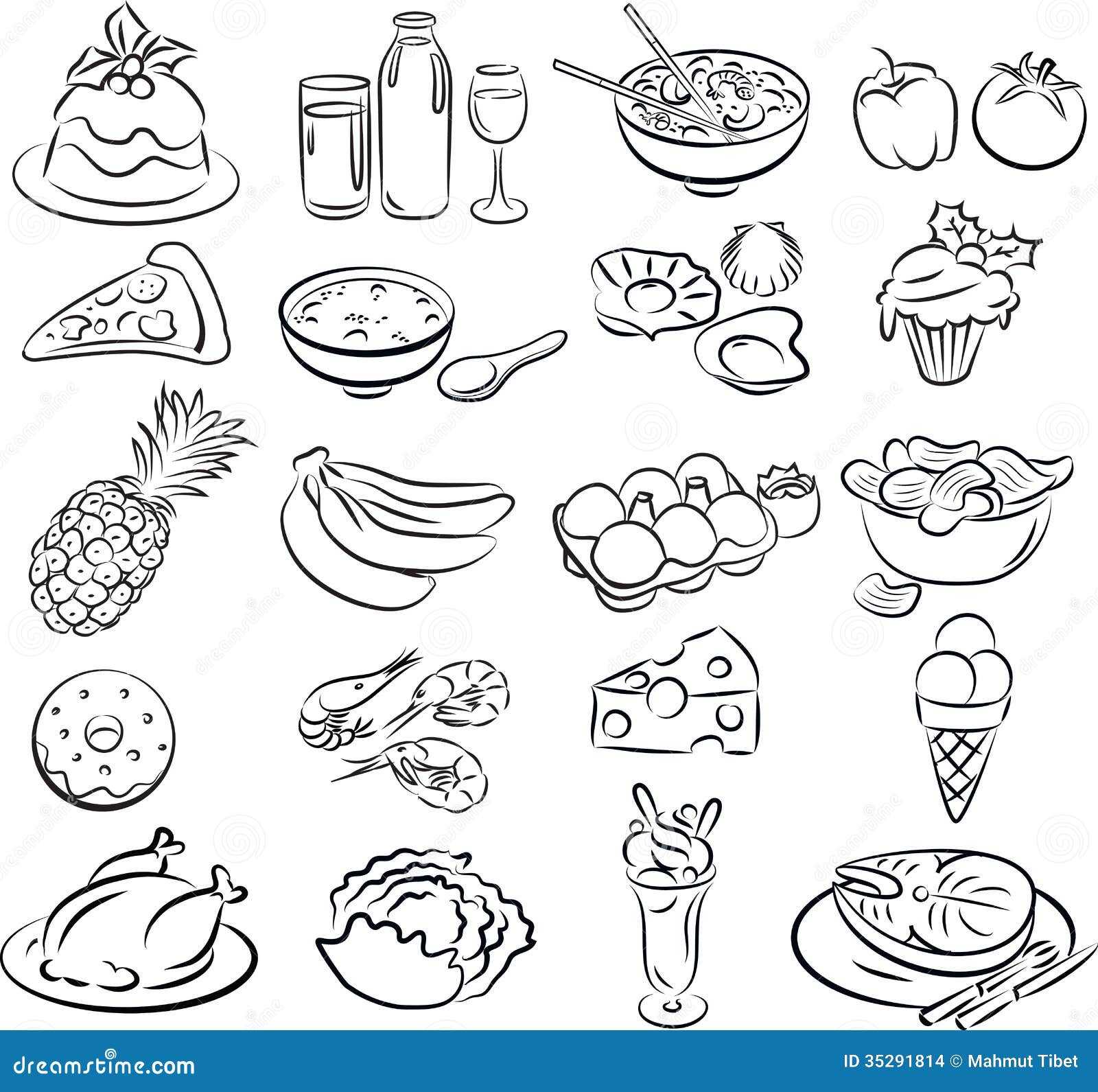 Alimenti illustrazione vettoriale. Illustrazione di riga - 35291814