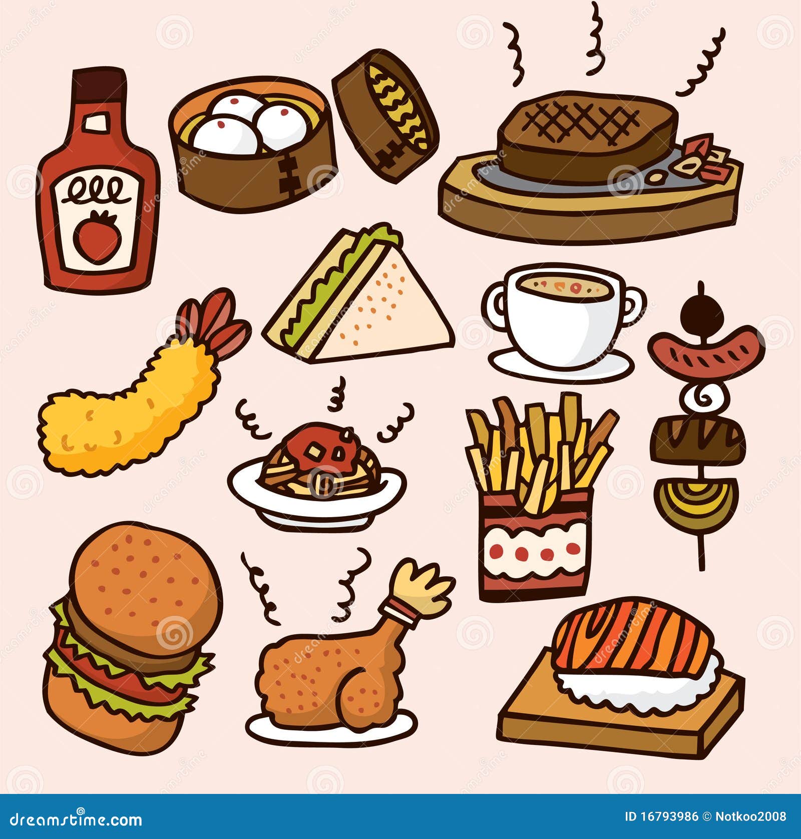 Alimento Bonito Dos Desenhos Animados Ilustração do Vetor - Ilustração ...