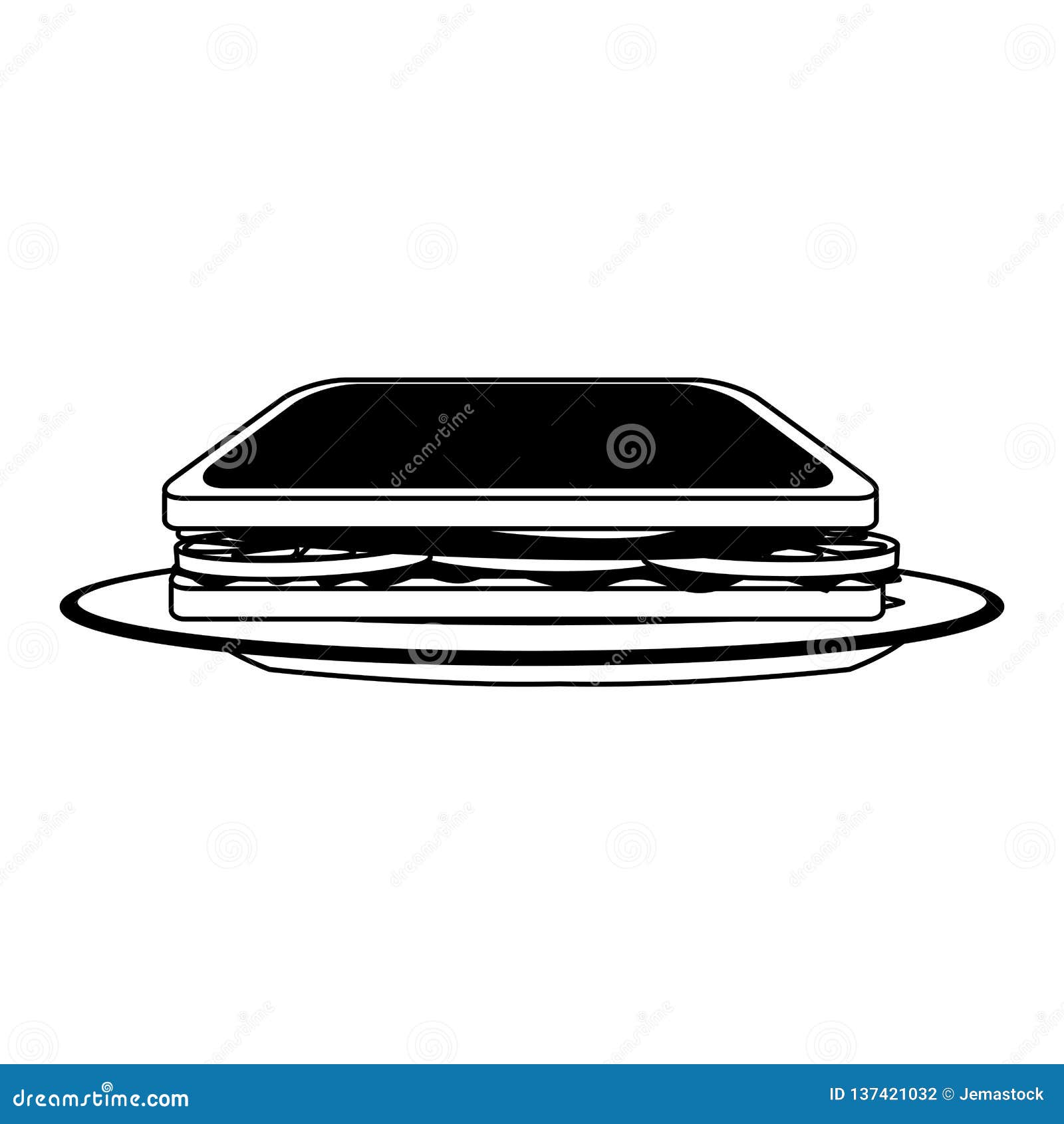 Alimento Delizioso Del Panino in Bianco E Nero Illustrazione Vettoriale - Illustrazione di pane ...