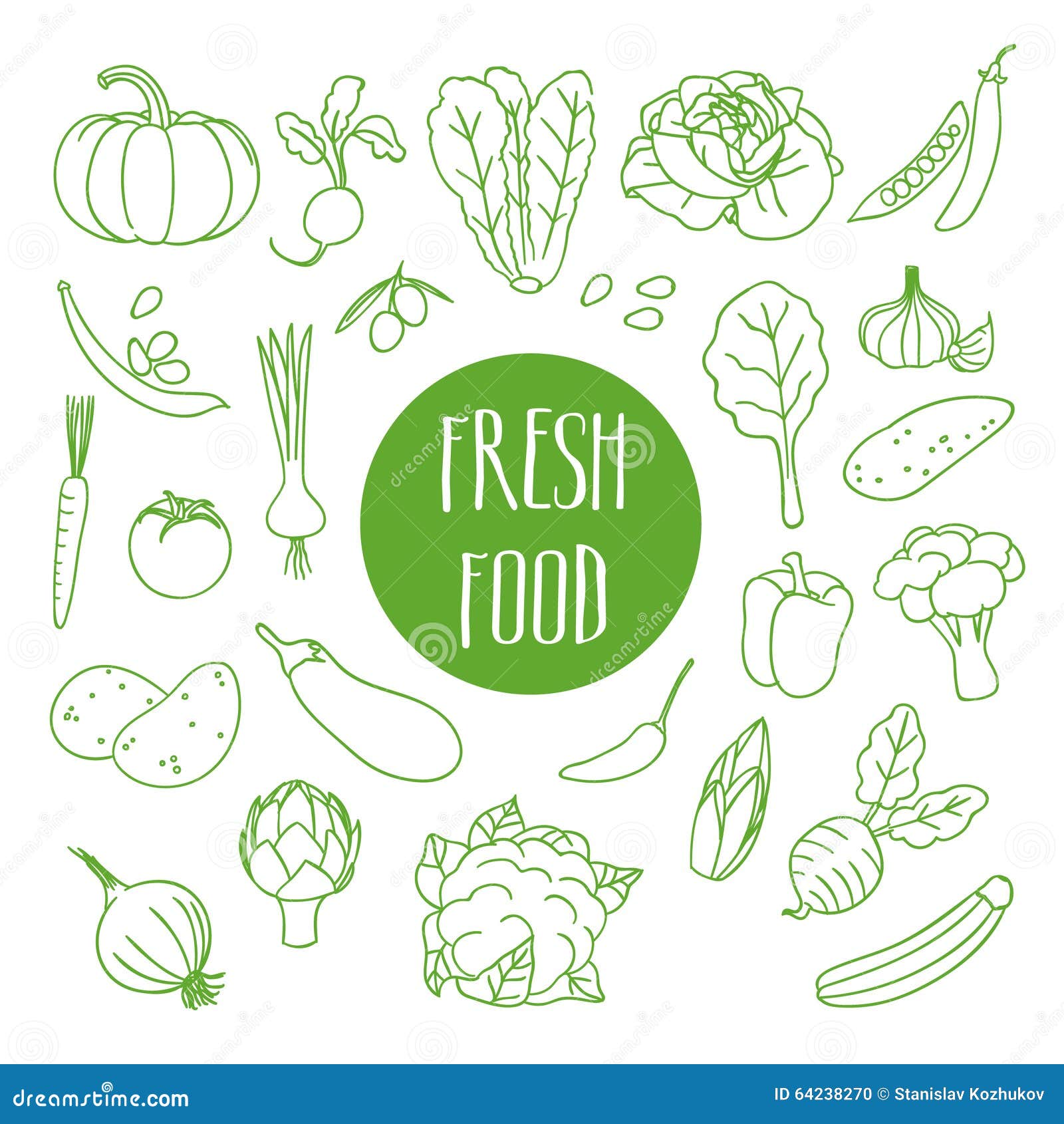 Alimento Fresco Disegnato a Mano Illustrazione di Stock - Illustrazione ...