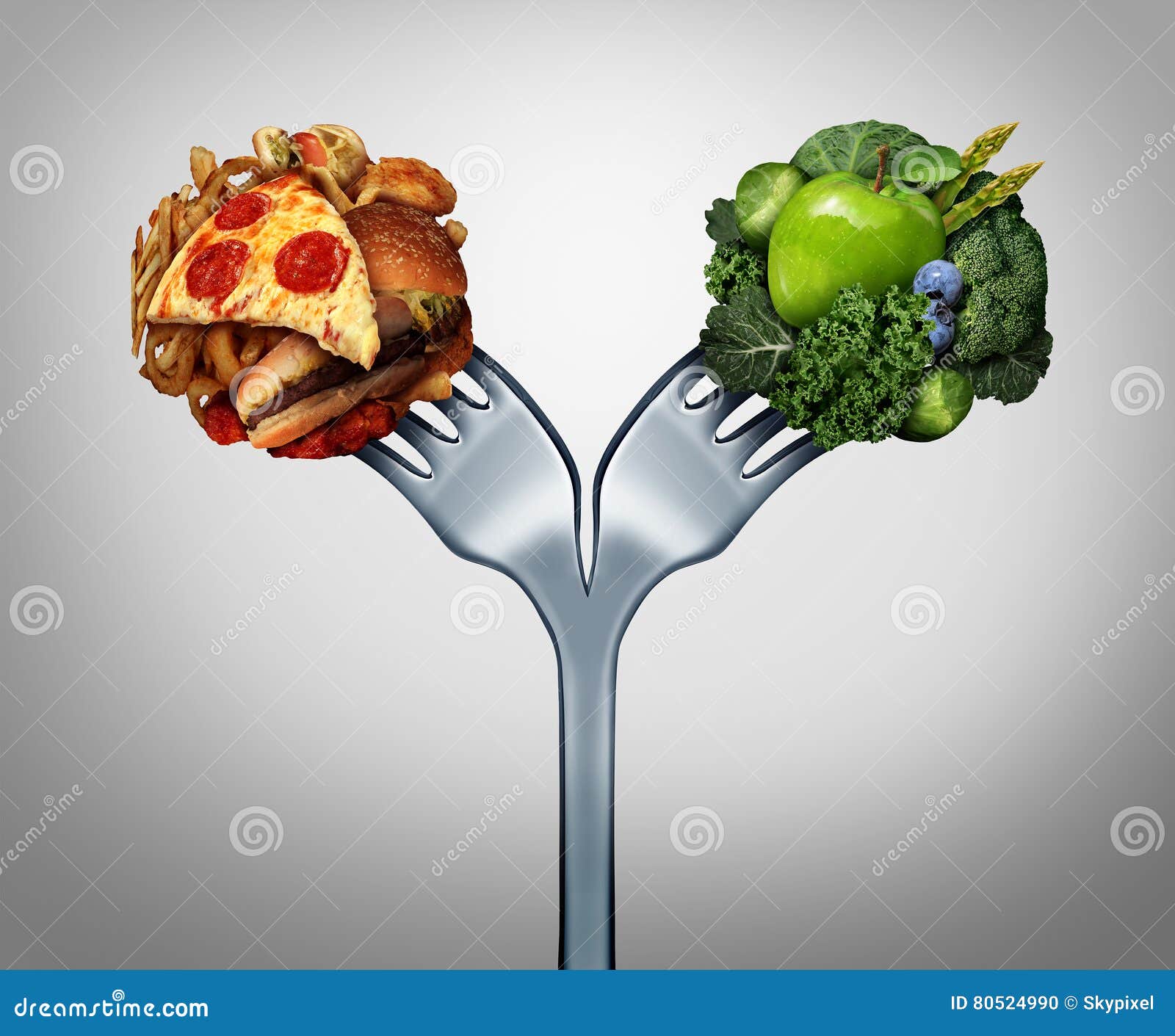 Alimento malsano y sano stock de ilustración. Ilustración de comida ...