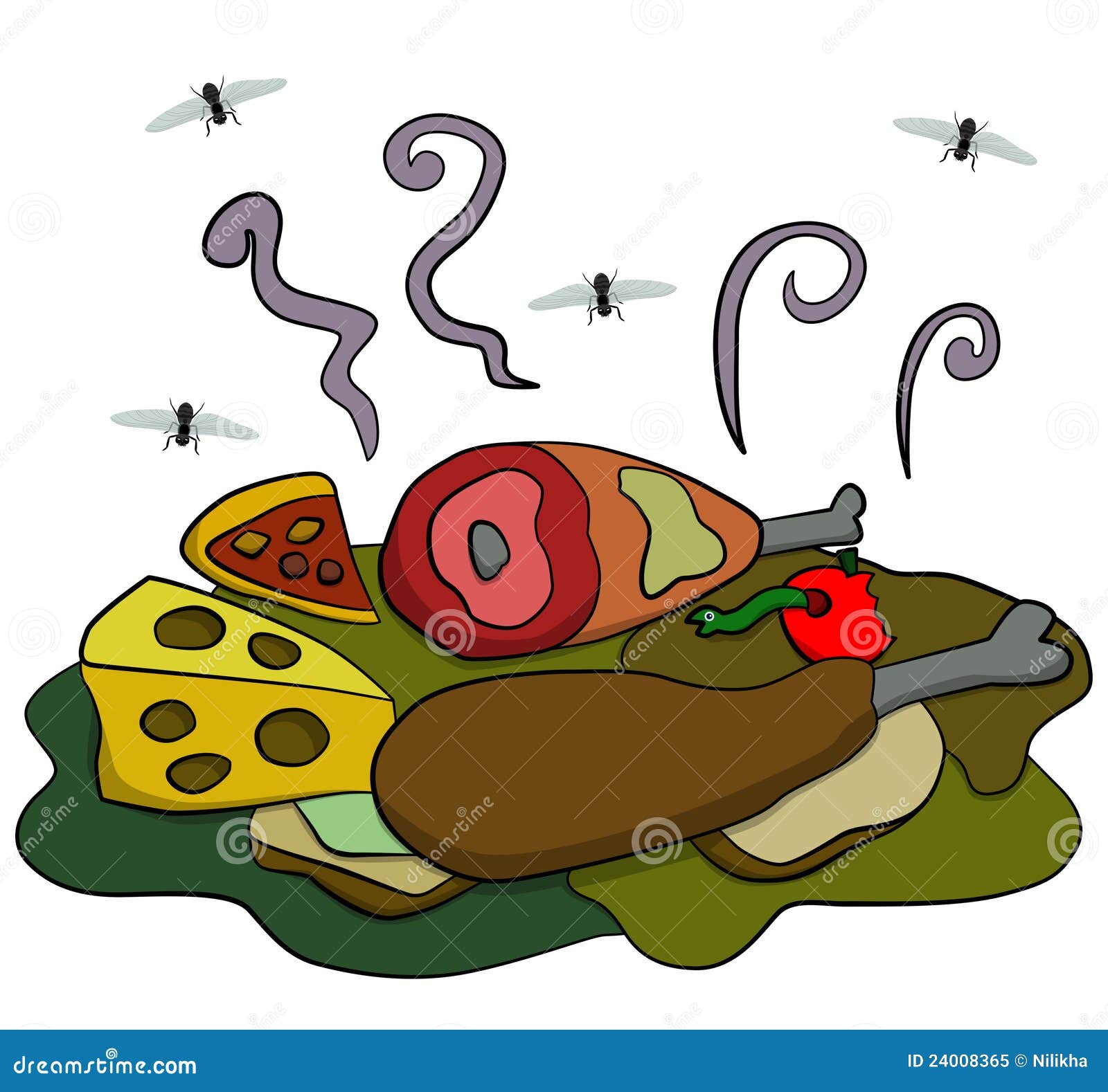 Alimento putrefacto stock de ilustración. Ilustración de moscas - 24008365
