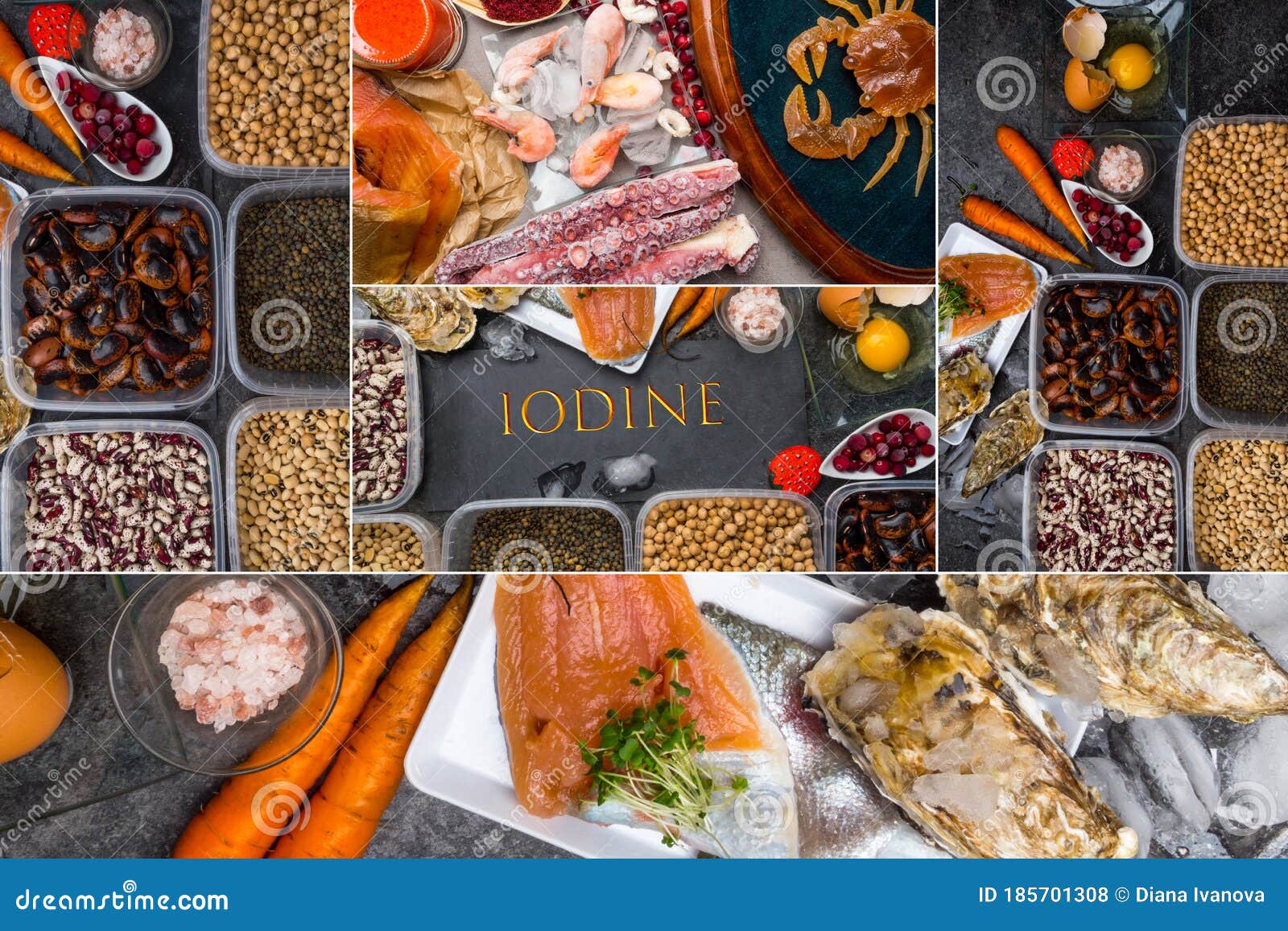 Alimentos ricos em iodo foto de stock. Imagem de baga - 185701308