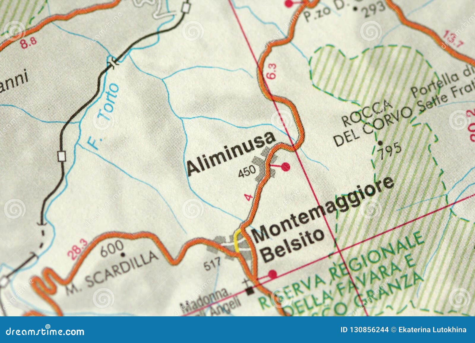 Aliminusa. Map stock photo. Image of research, cartography - 130856244