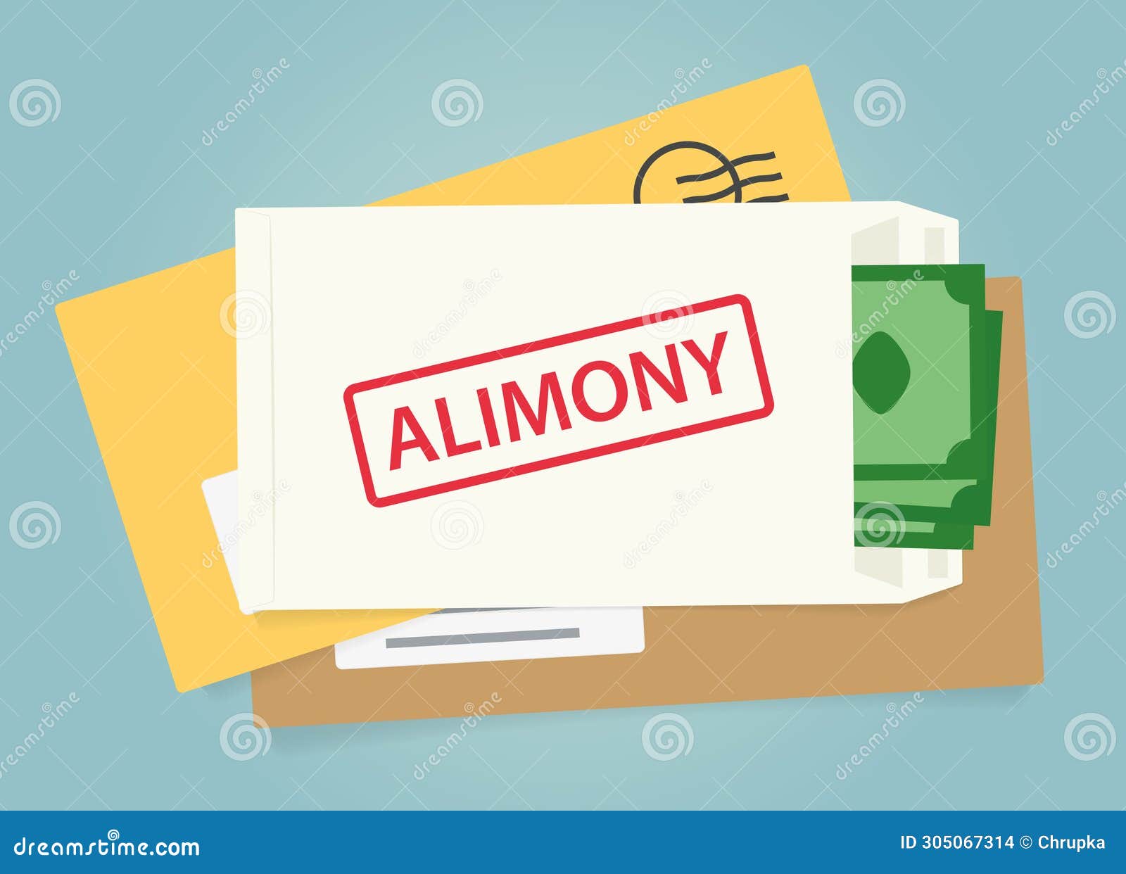 Alimony Concept, Pile of Envelopes with Bills Stock Vector ...