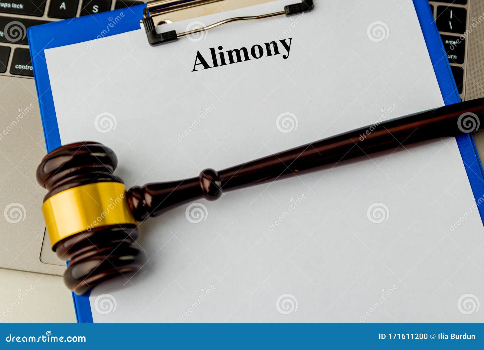 Alimony Statement Isolated on the Laptop and Table. Stock Photo - Image ...
