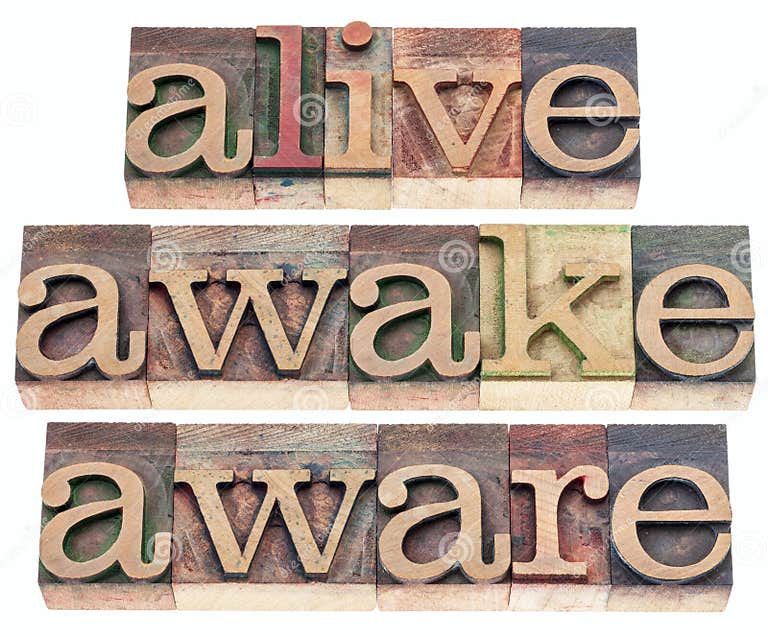 Alive, awake, aware stock photo. Image of word, sign - 29423850