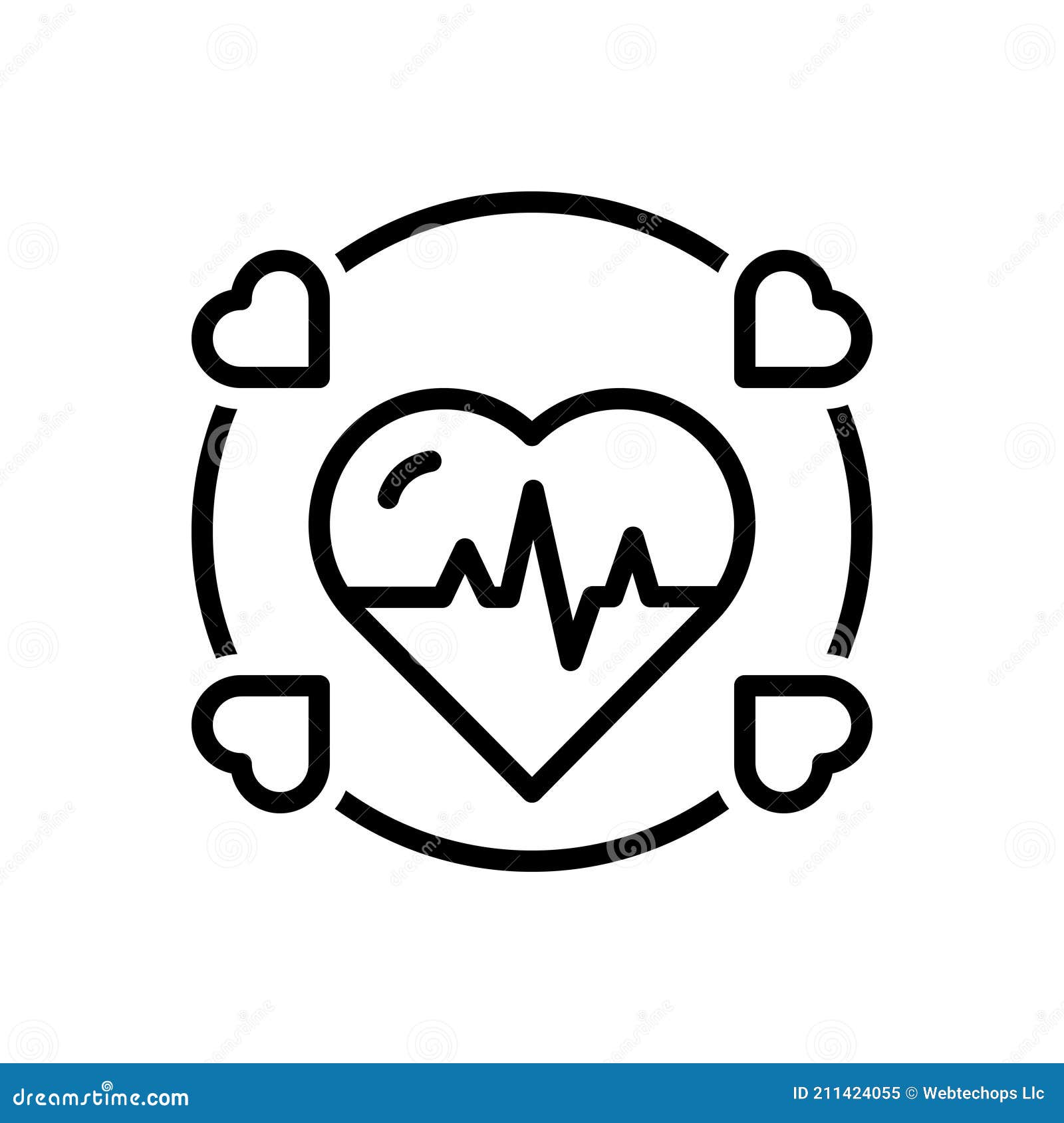 Black Line Icon for Alive, Cardiogram and Ecg Stock Vector ...
