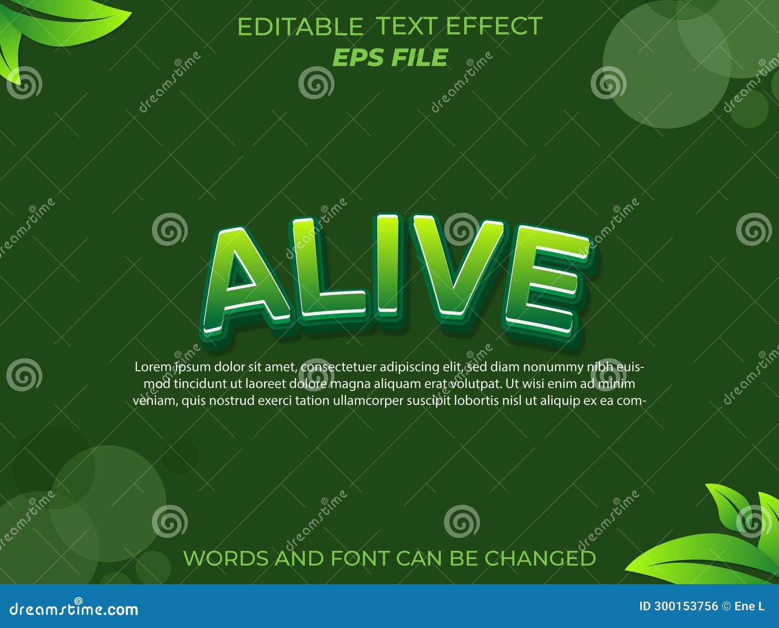 Alive Text Effect, Font Editable, Typography, 3d Text. Vector Template ...