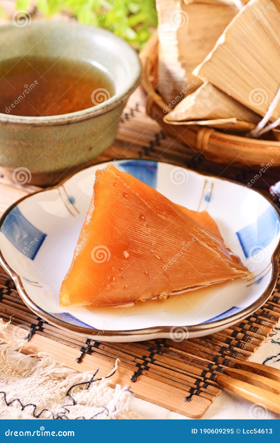 Alkaline rice dumpling stock image. Image of pyramid - 190609295
