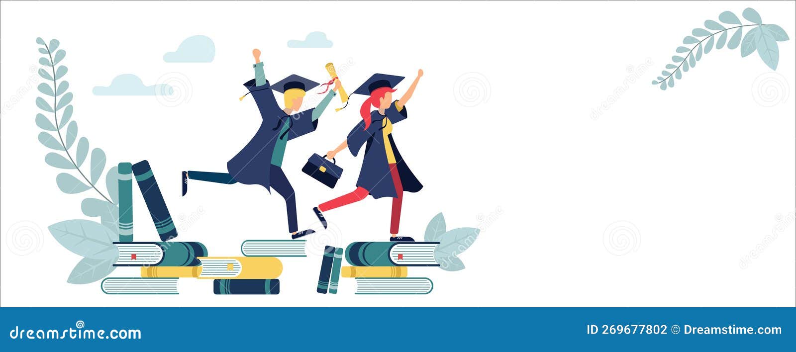 Cartoon Flat Tiny Group of Happy Graduating Students Celebrating ...