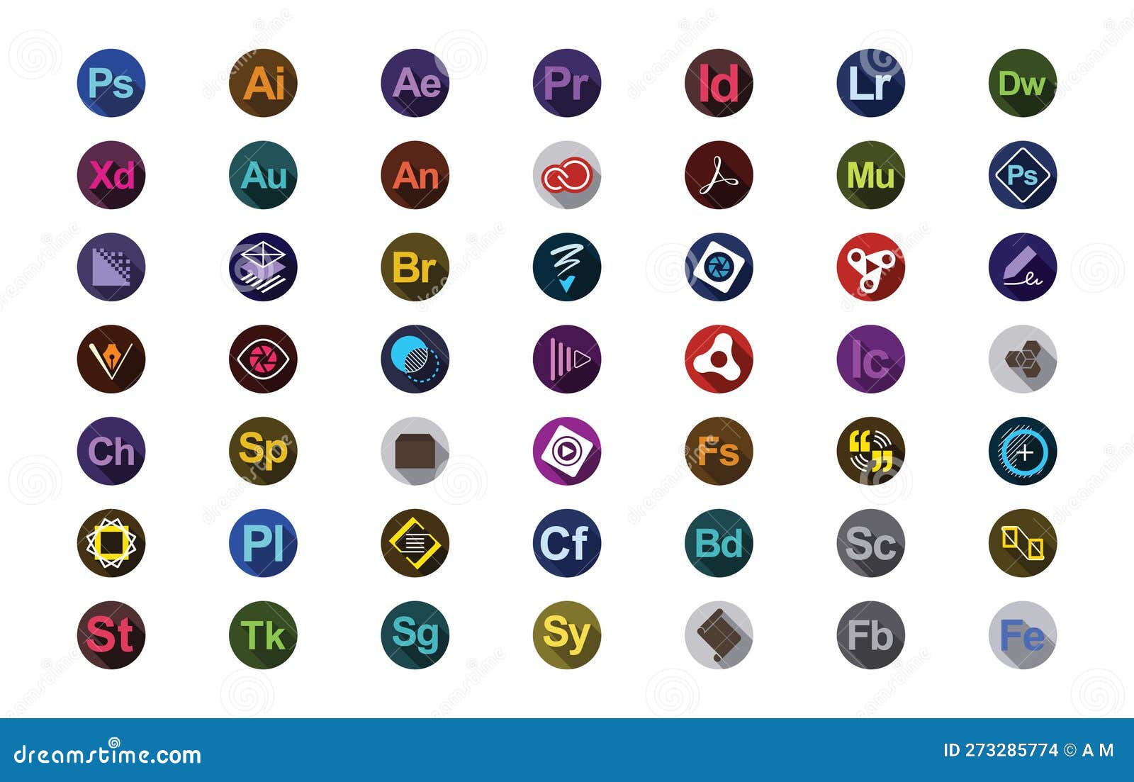 All Adobe Icon You Need All Adobe Programes Editorial Stock Image ...