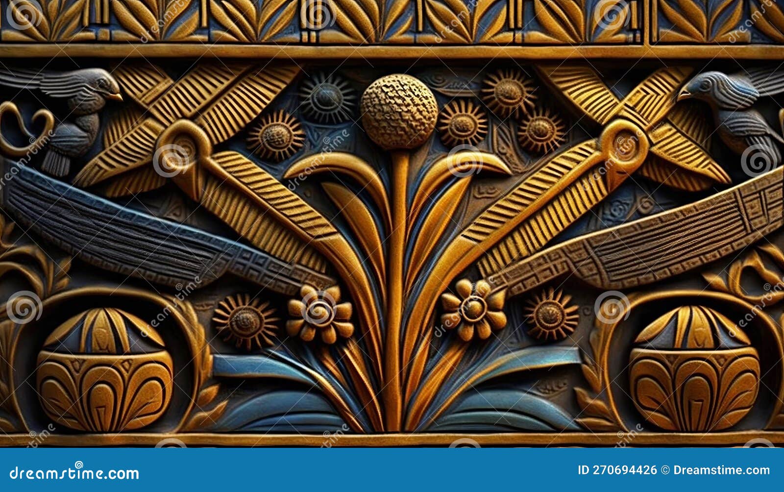 Egyptian Pattern Ancient Art. AI Generative. Stock Illustration ...