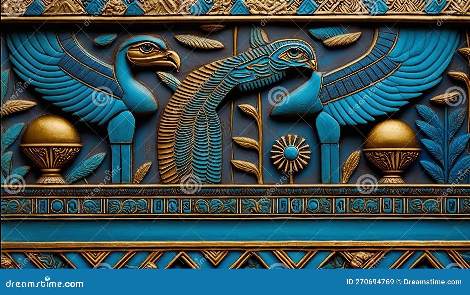 Egyptian Pattern Ancient Art. AI Generative. Stock Illustration ...