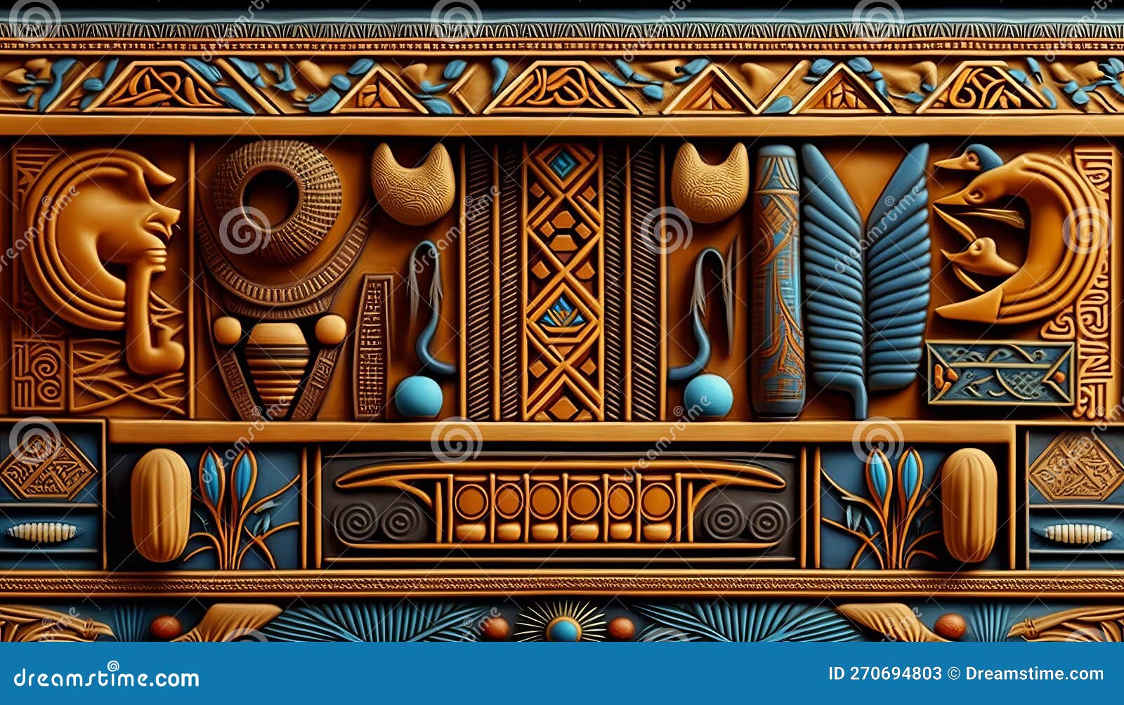 Egyptian Pattern Ancient Art. AI Generative. Stock Illustration ...