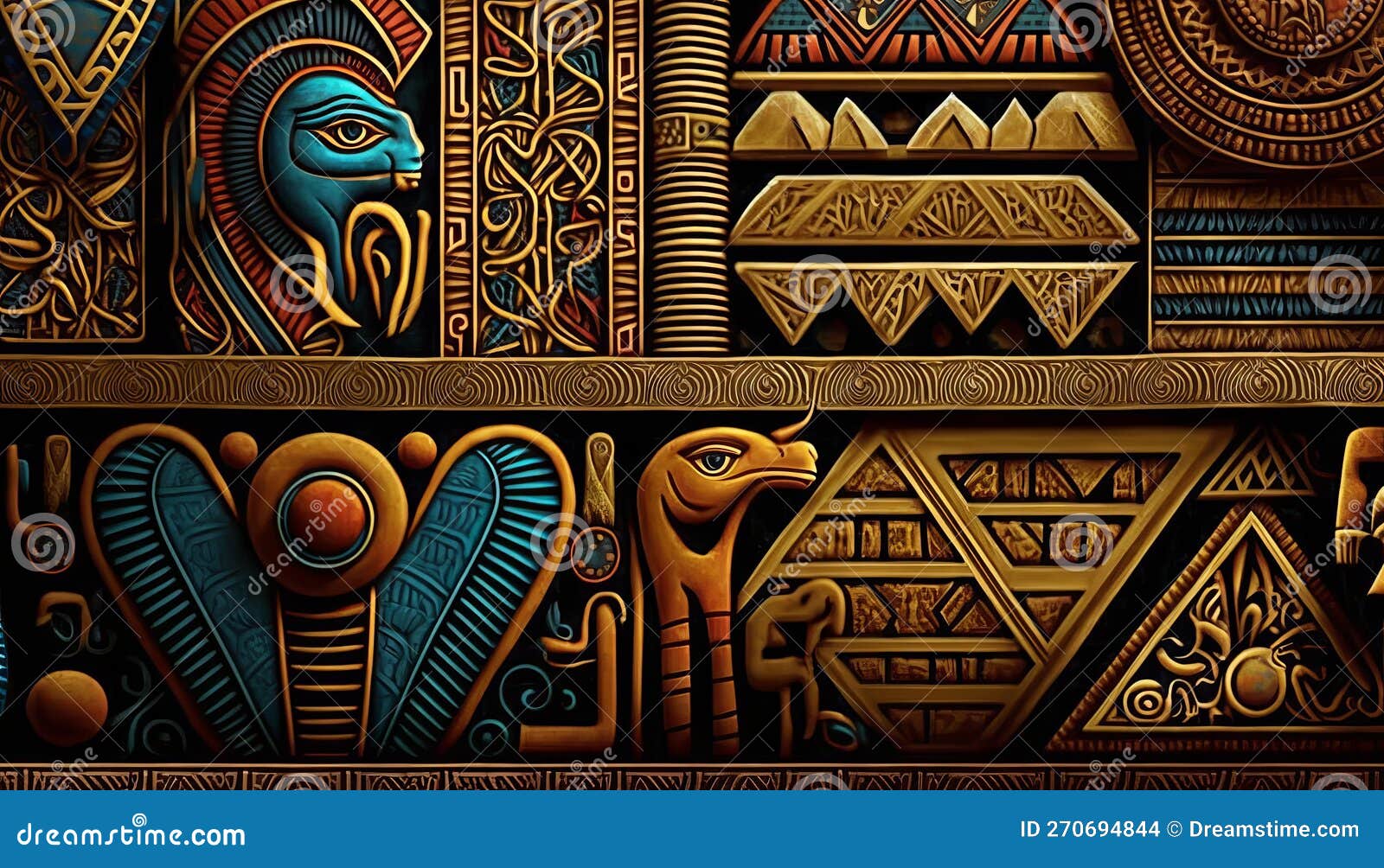 Egyptian Pattern Ancient Art. AI Generative. Stock Illustration ...
