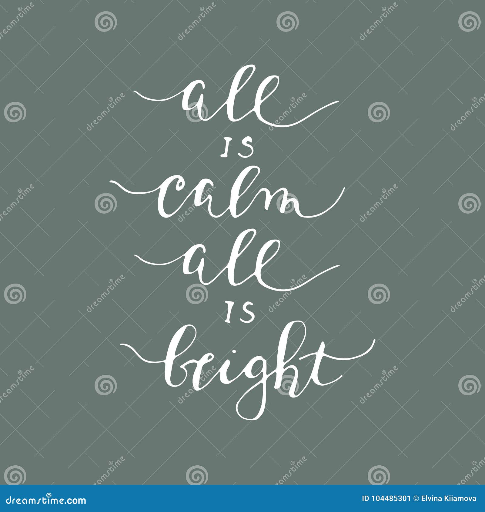 All Is Calm All Is Bright, Hand Lettering, Motivational Quotes Stock ...