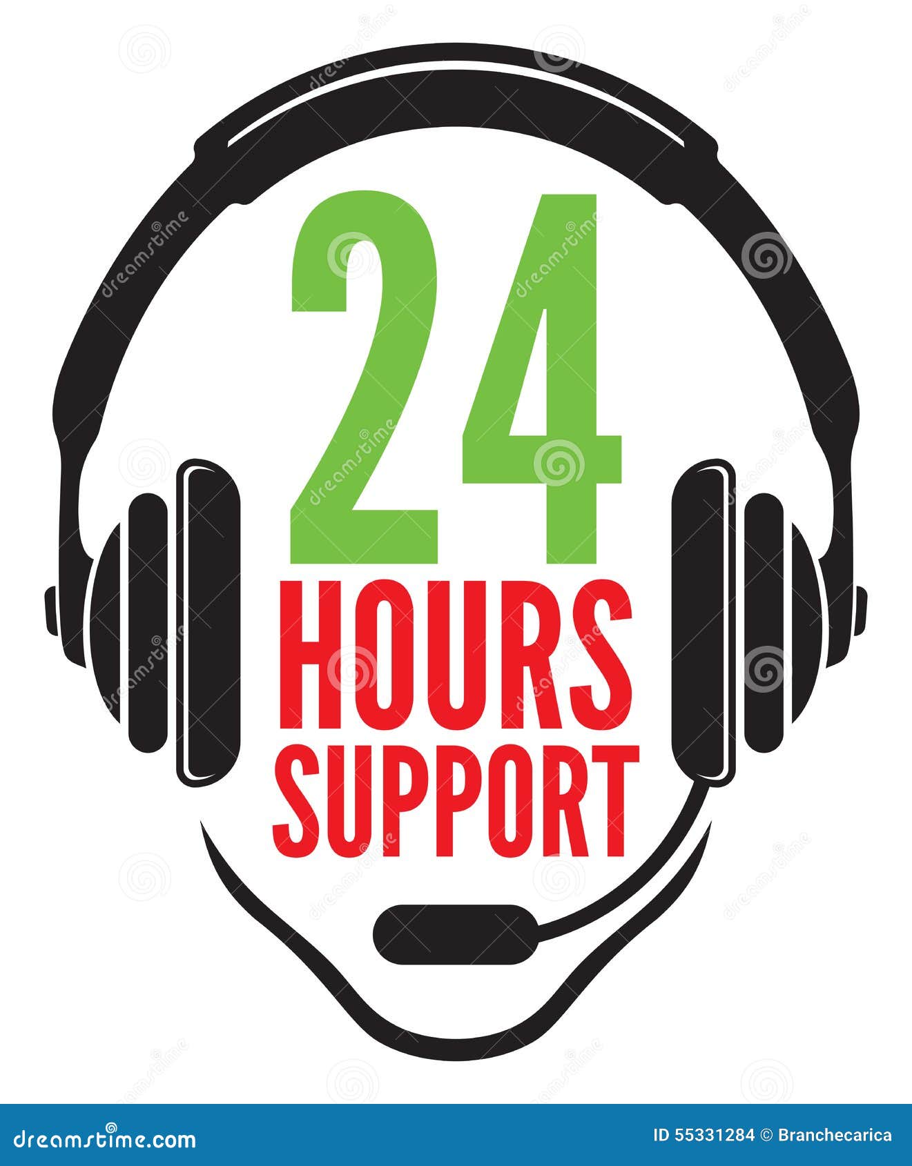 All Day Customer Support Call Center Stock Illustration - Illustration ...