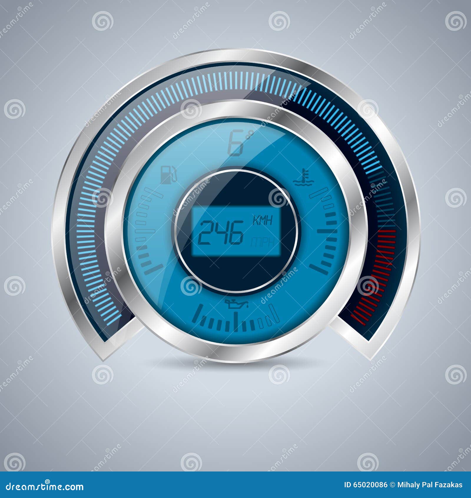 All Digital Shiny Metallic Speedometer Rev Counter Stock Illustration ...