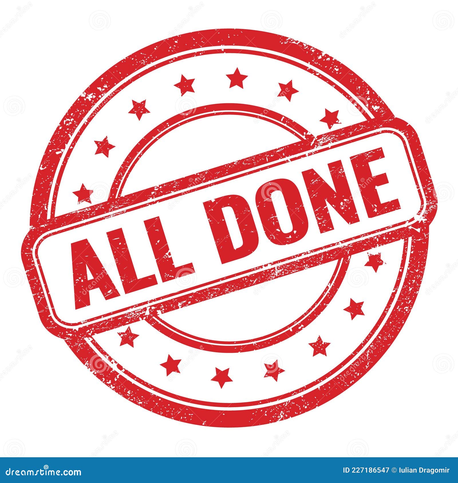 ALL DONE Text on Red Grungy Vintage Round Stamp Stock Illustration ...