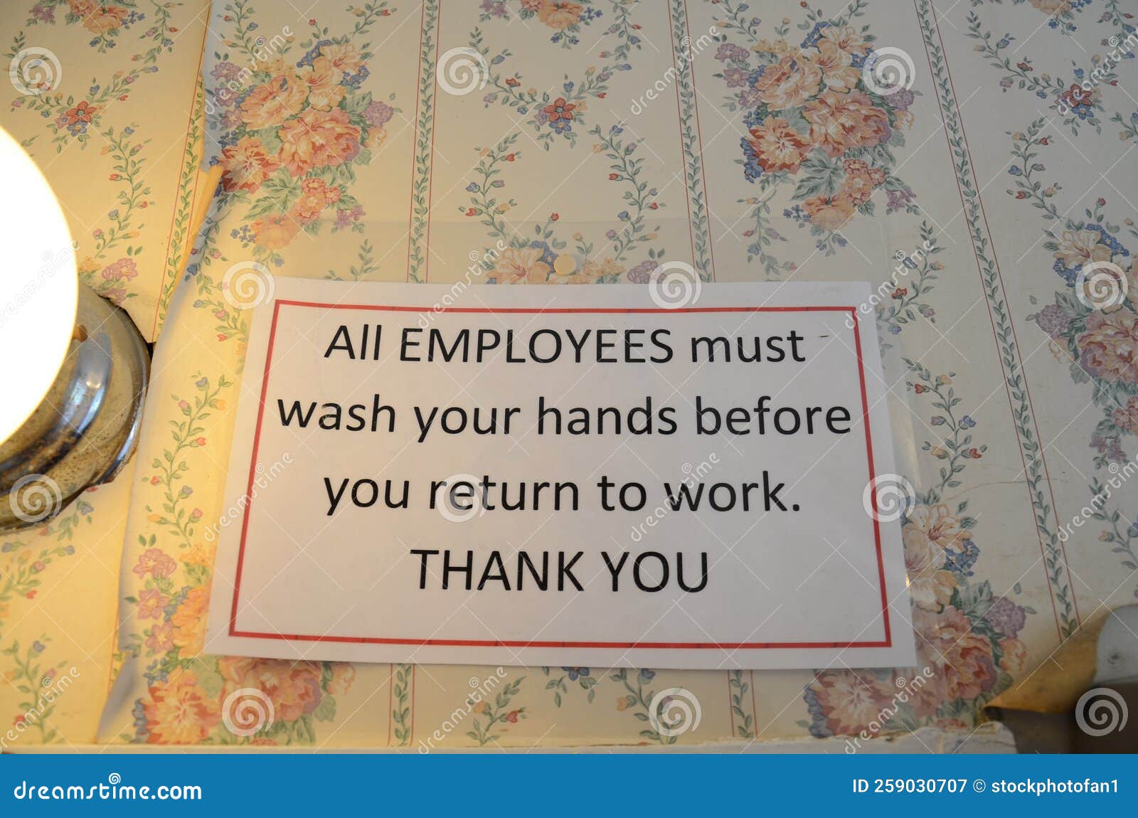 All Employees Must Wash Hands Sign in Bathroom Stock Image - Image of ...