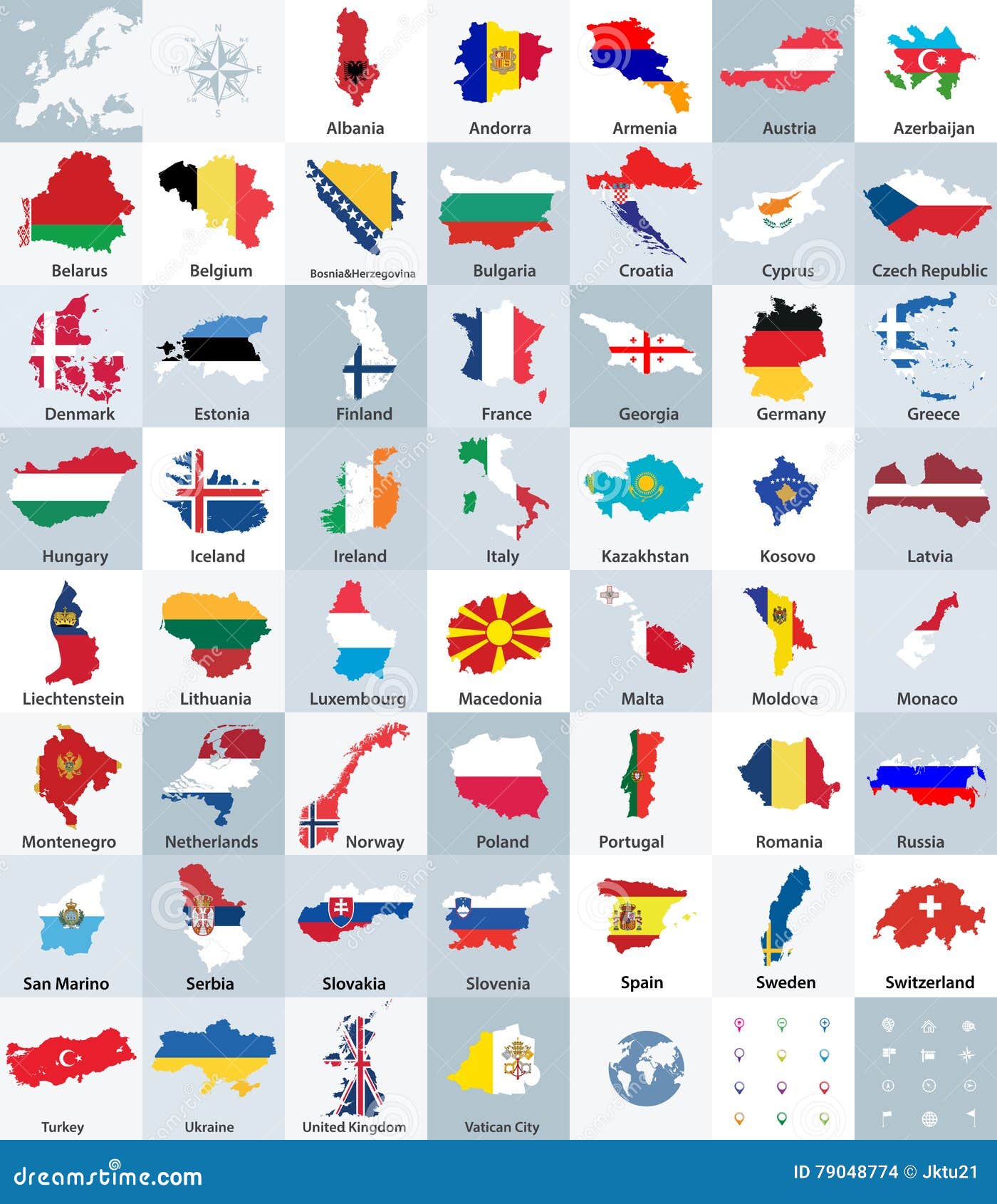Europe Map Mixed With Countries National Flags. All European Flags ...