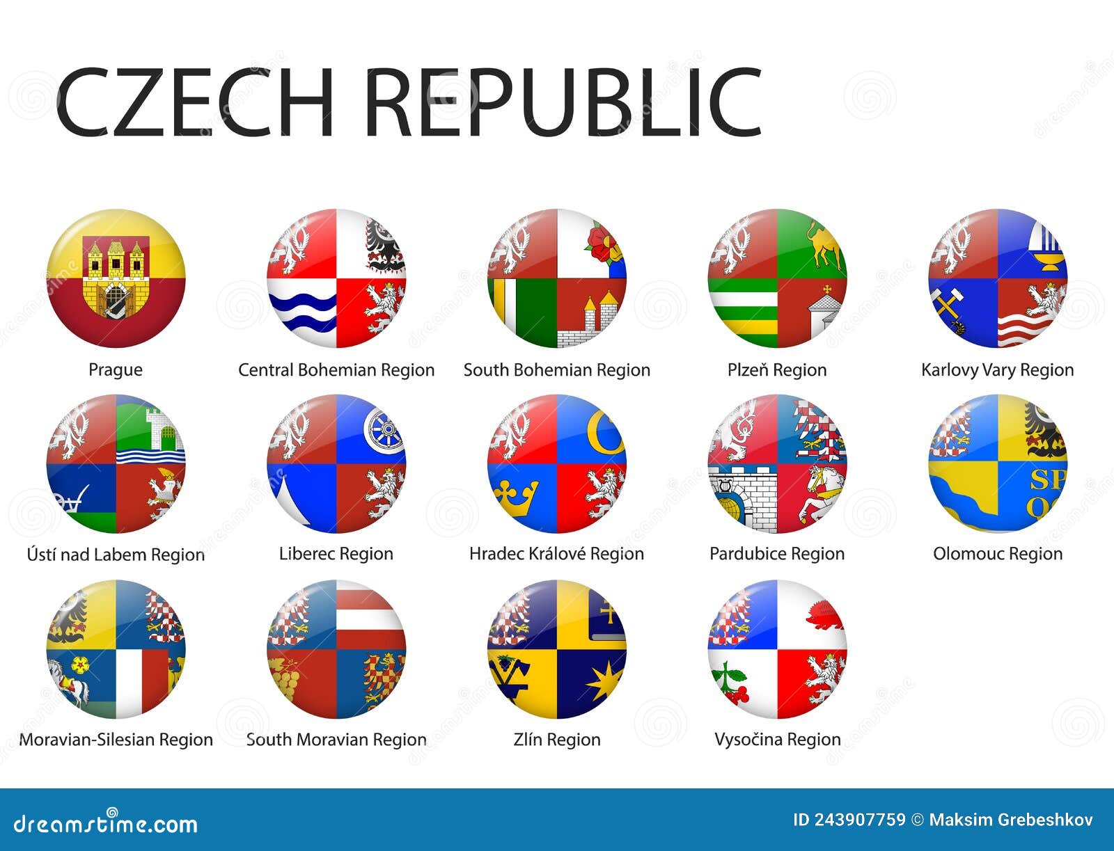 All Flags of Regions of Czech Republic Template for Your Design Stock ...