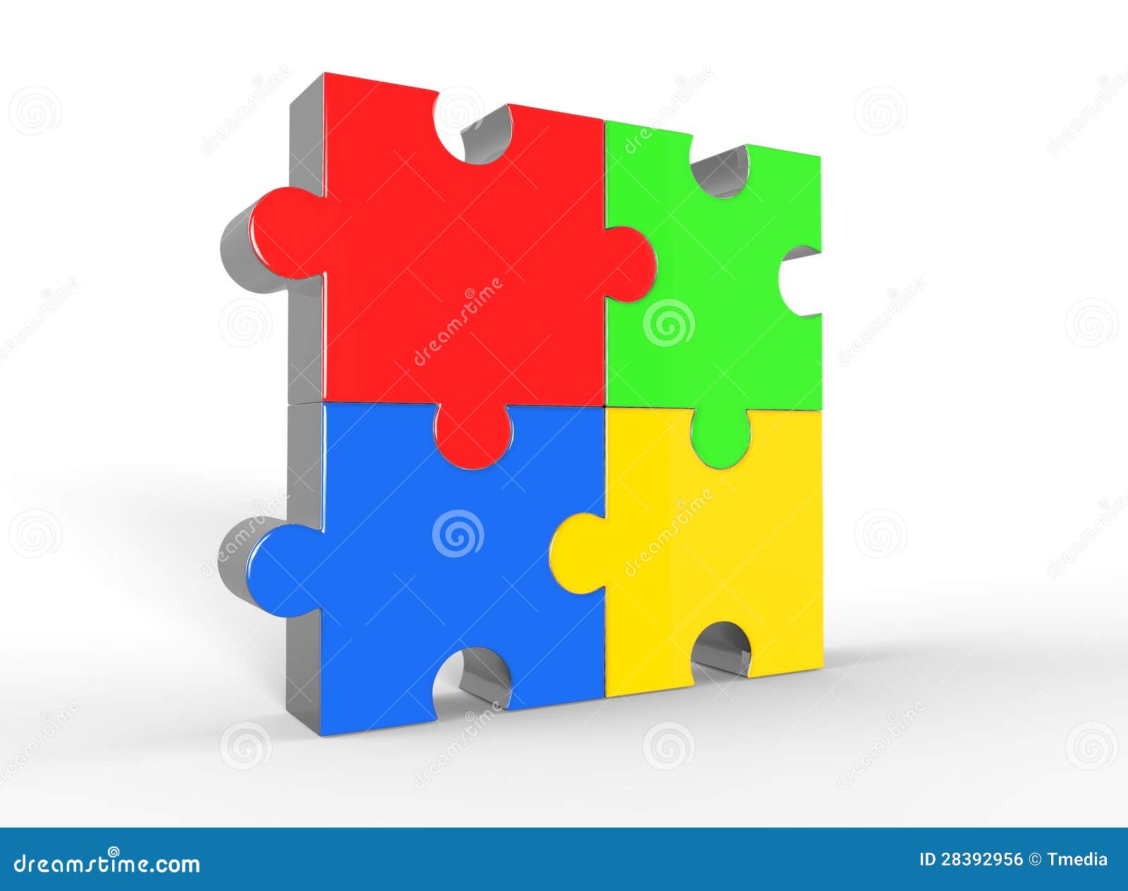 All Four Puzzle Pieces Together Stock Illustration - Illustration of ...