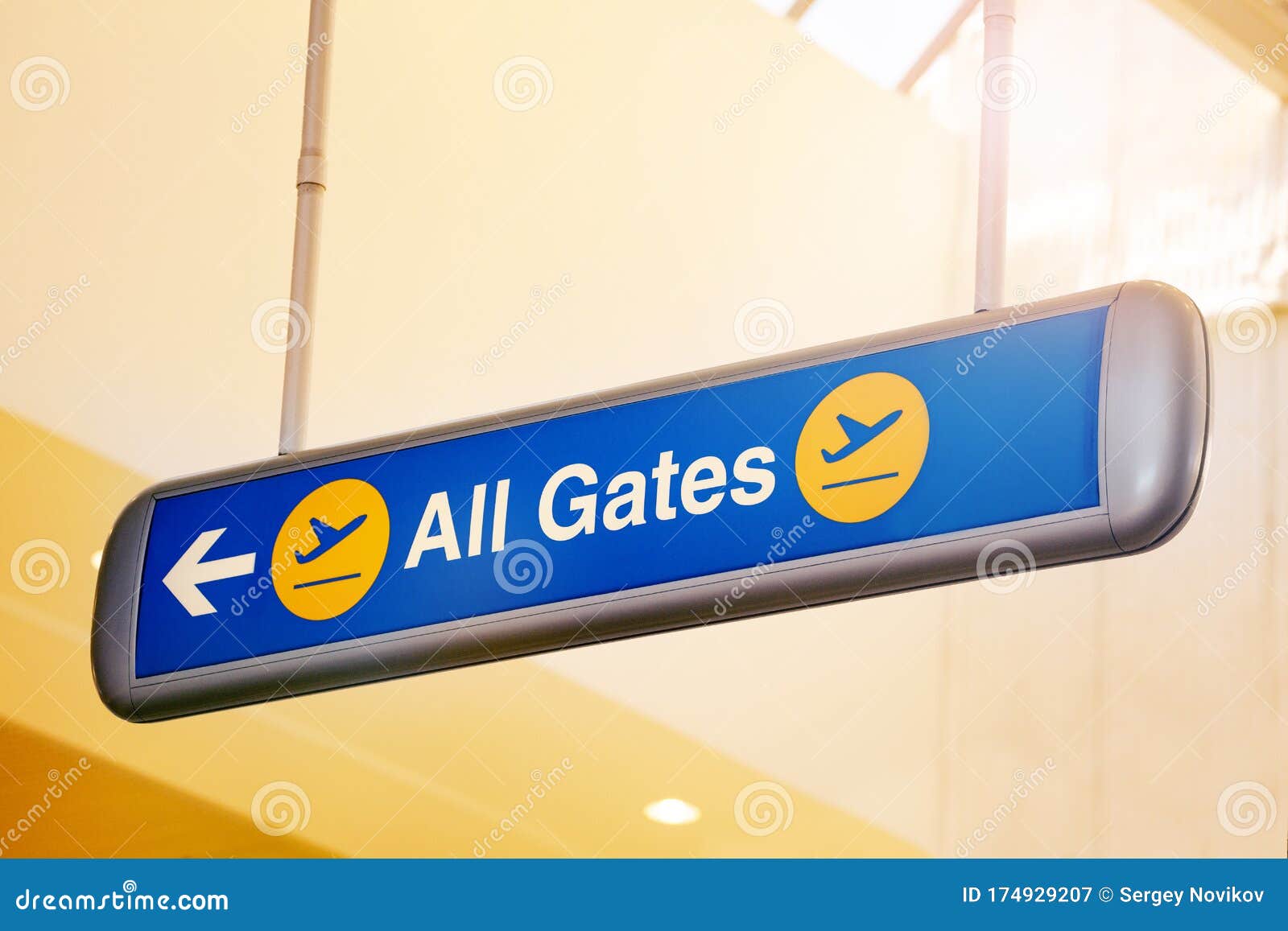 All Gates Direction Blue Sign in the Airport Stock Image - Image of ...