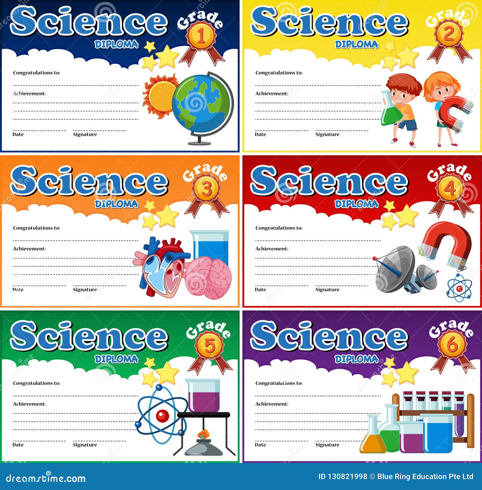 All Grade Science Diploma Template Stock Vector - Illustration of ...