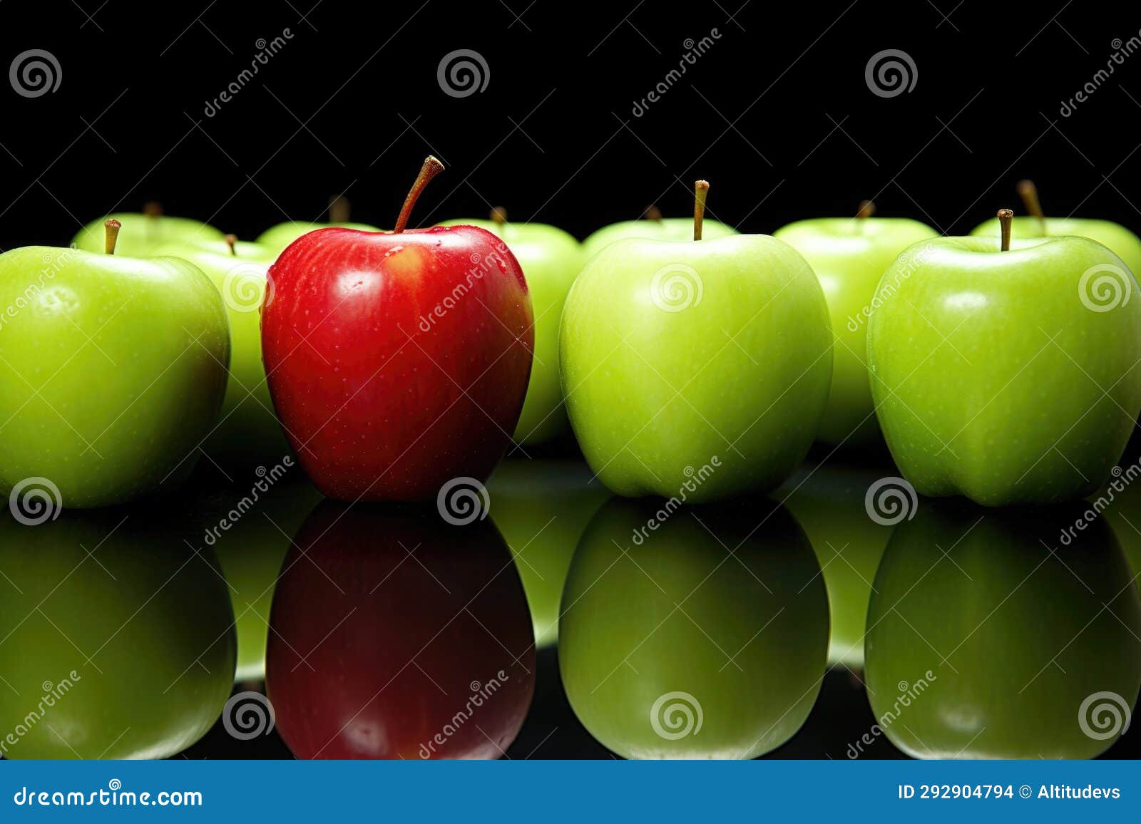 All Green Apples, One Red Apple Stock Photo - Image of contrast ...