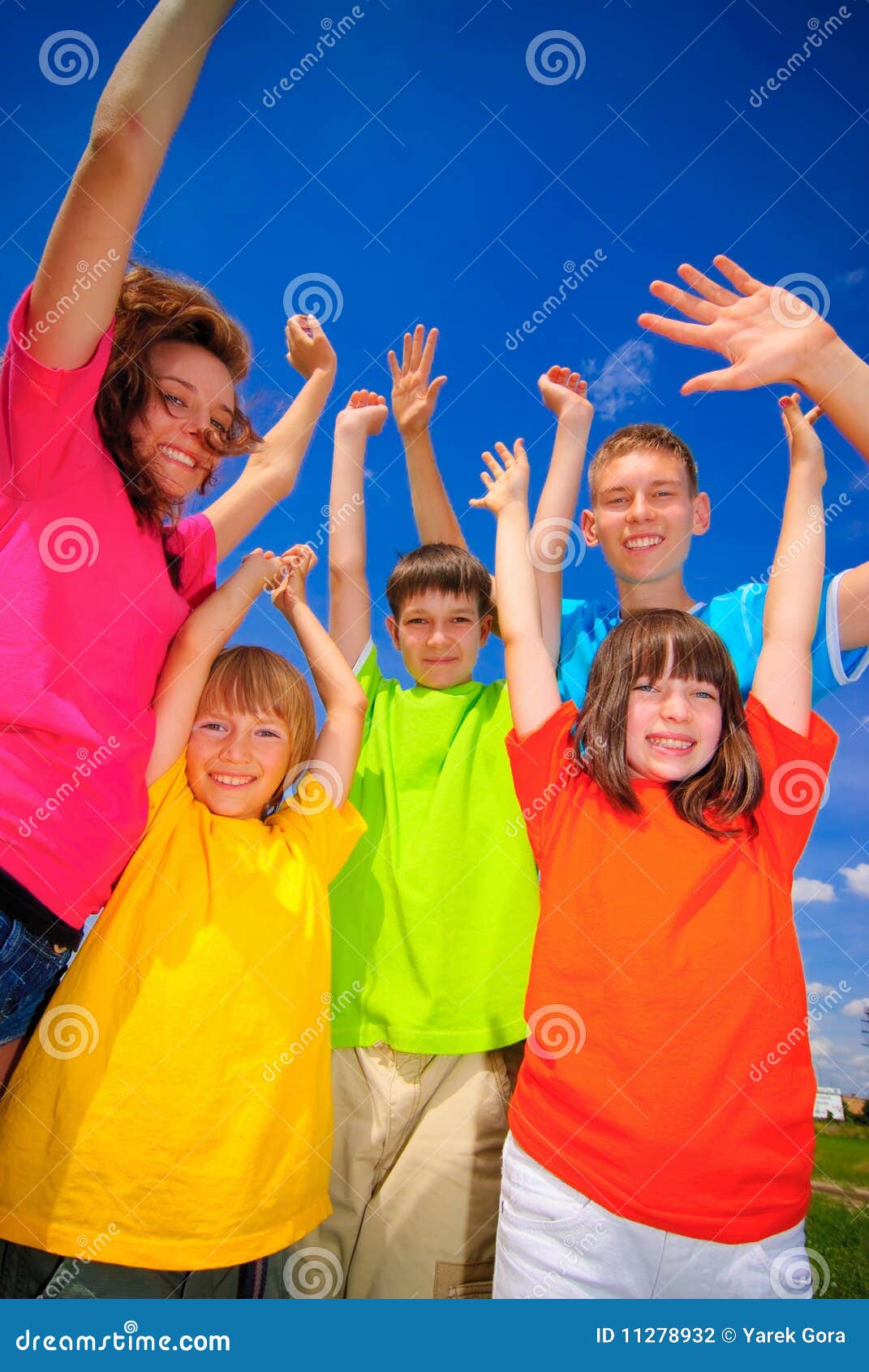 All hands up stock photo. Image of teenagers, people - 11278932